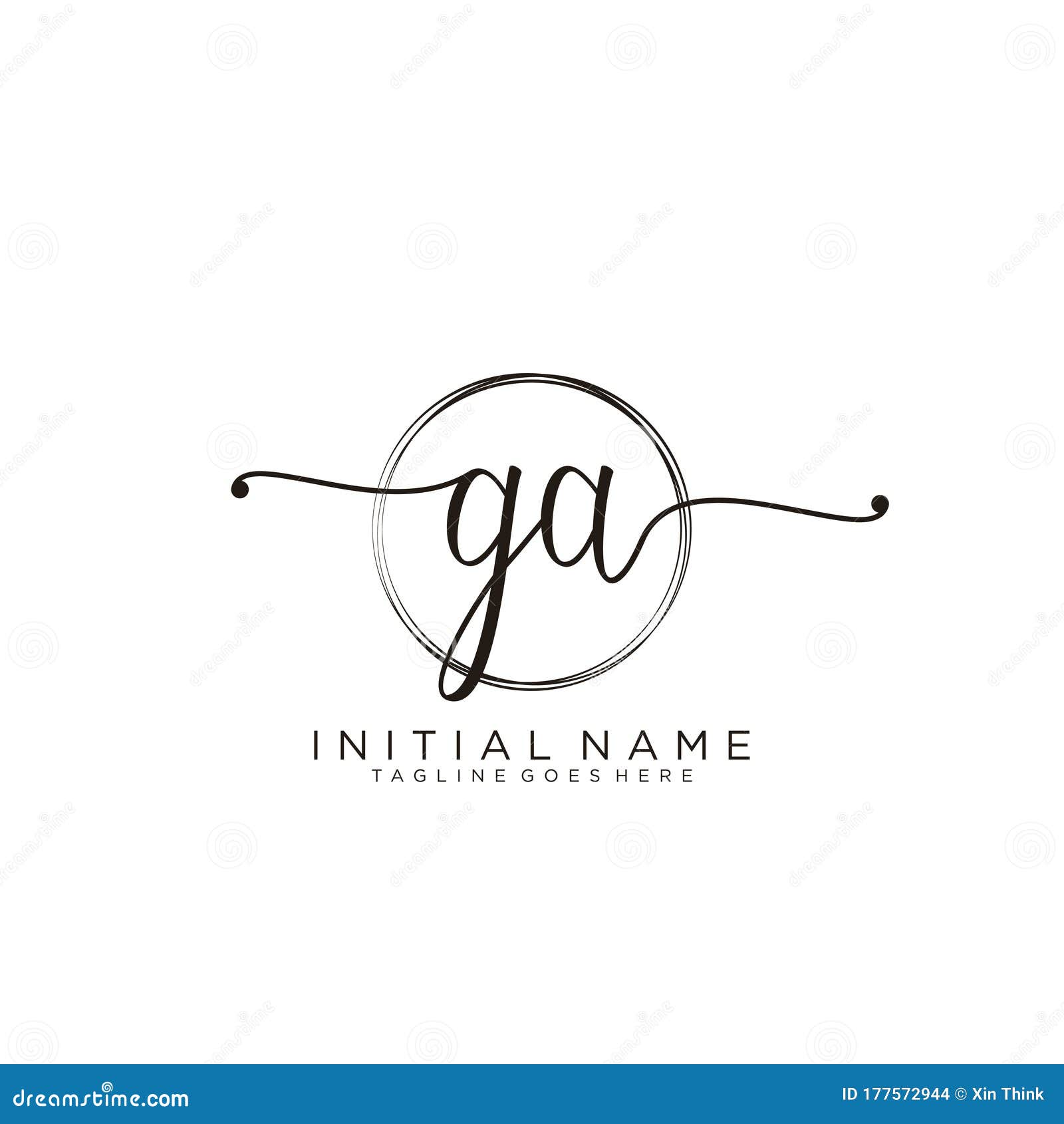 GA Initial Handwriting Logo with Circle Stock Vector - Illustration of ...