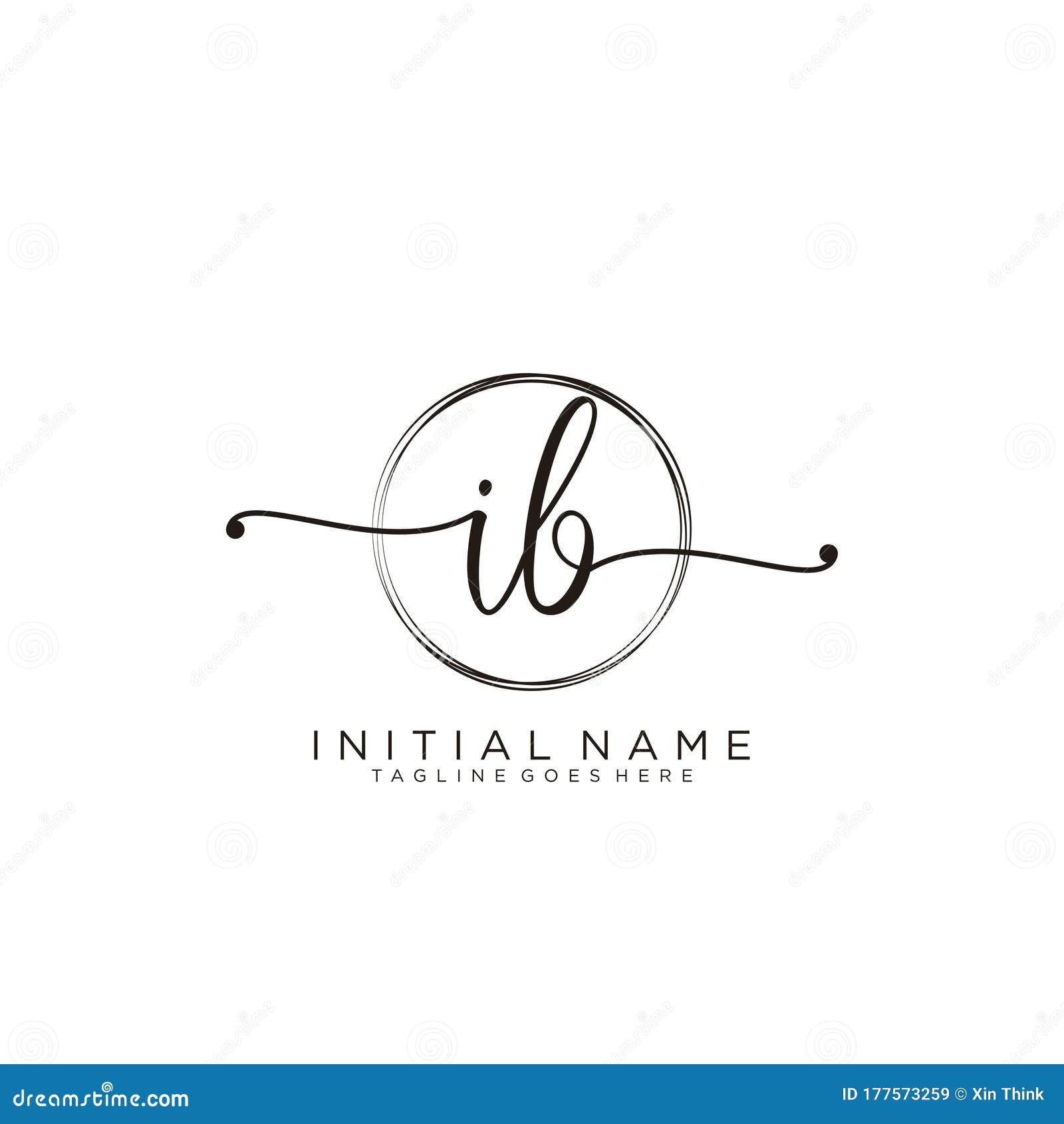 IB Initial Handwriting Logo with Circle Stock Vector - Illustration of ...