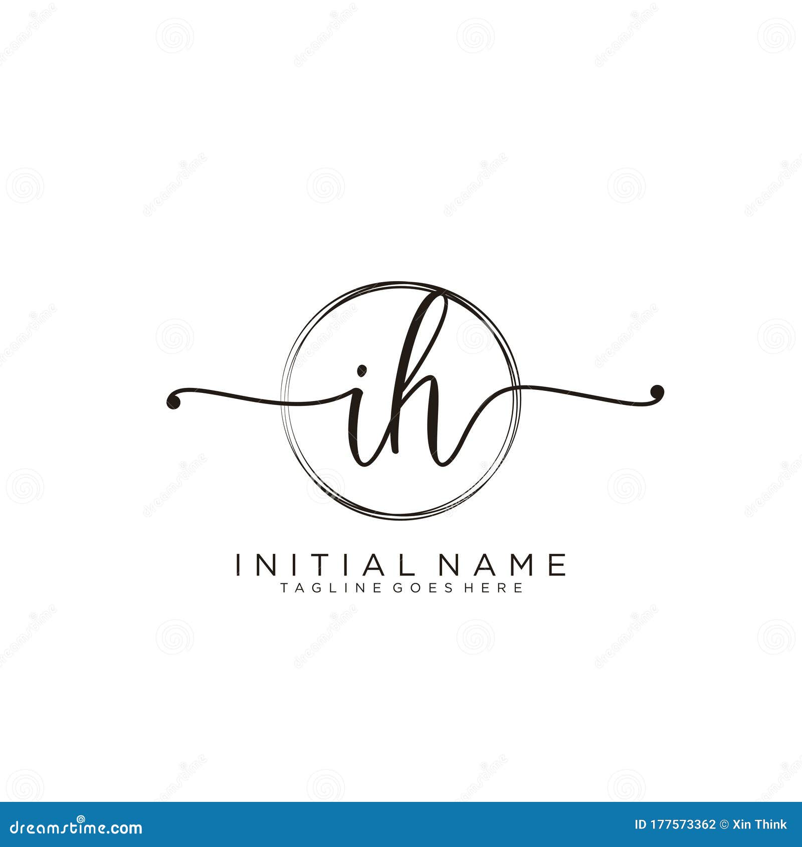 IH Initial Handwriting Logo with Circle Stock Vector - Illustration of ...