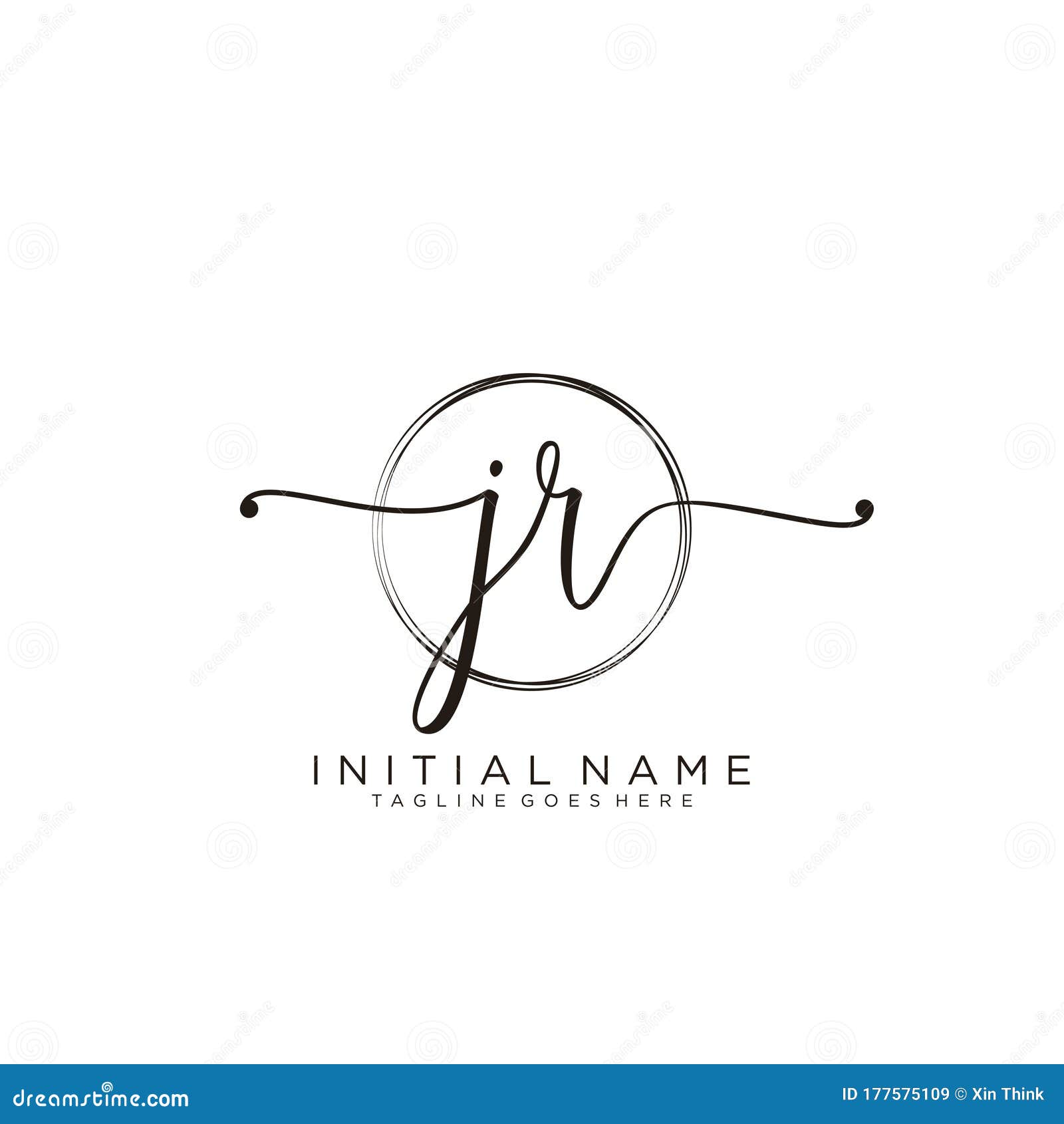 JR Initial Handwriting Logo with Circle Stock Vector - Illustration of ...