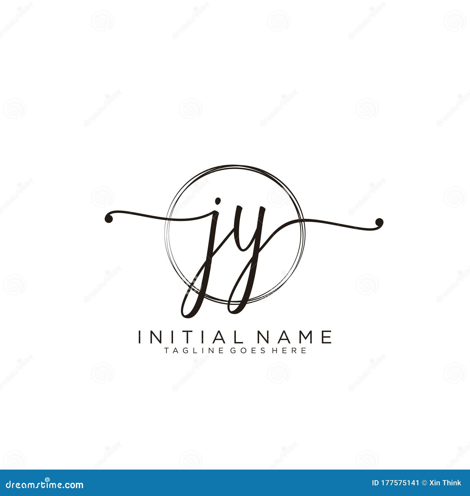 JY Initial Handwriting Logo with Circle Stock Vector - Illustration of ...