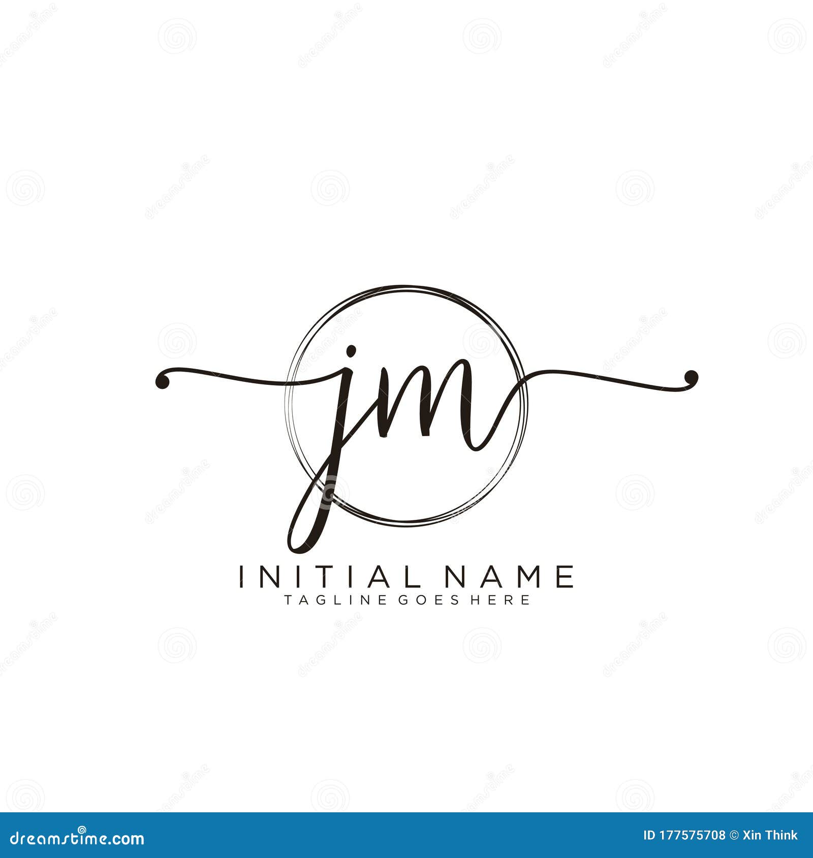 JM Initial Handwriting Logo with Circle Stock Vector - Illustration of ...