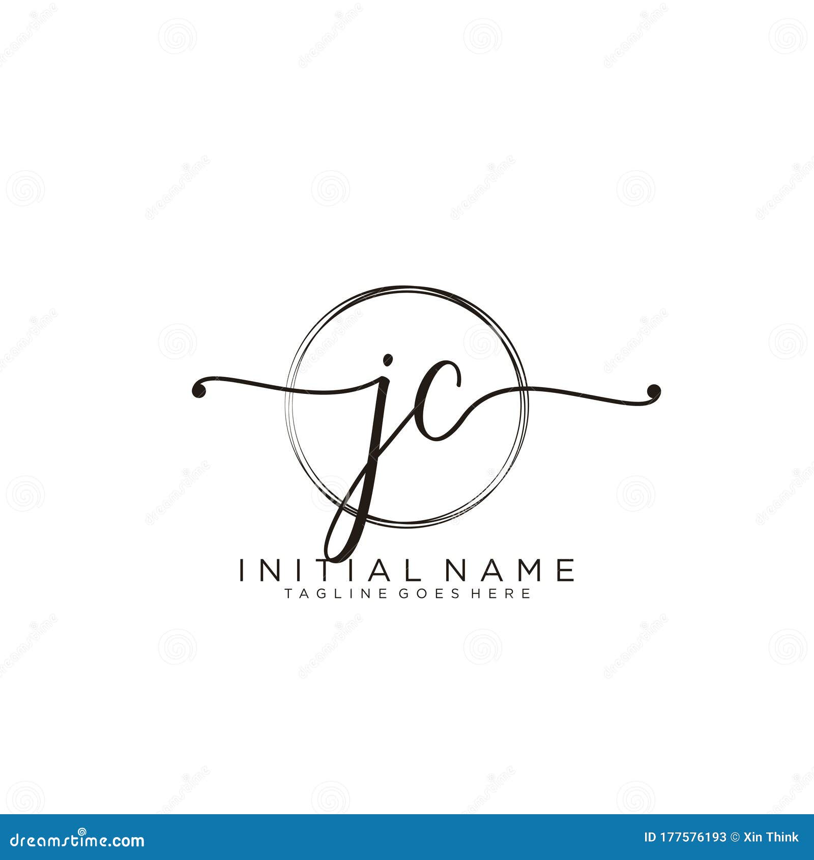 JC Initial Handwriting Logo with Circle Stock Illustration ...