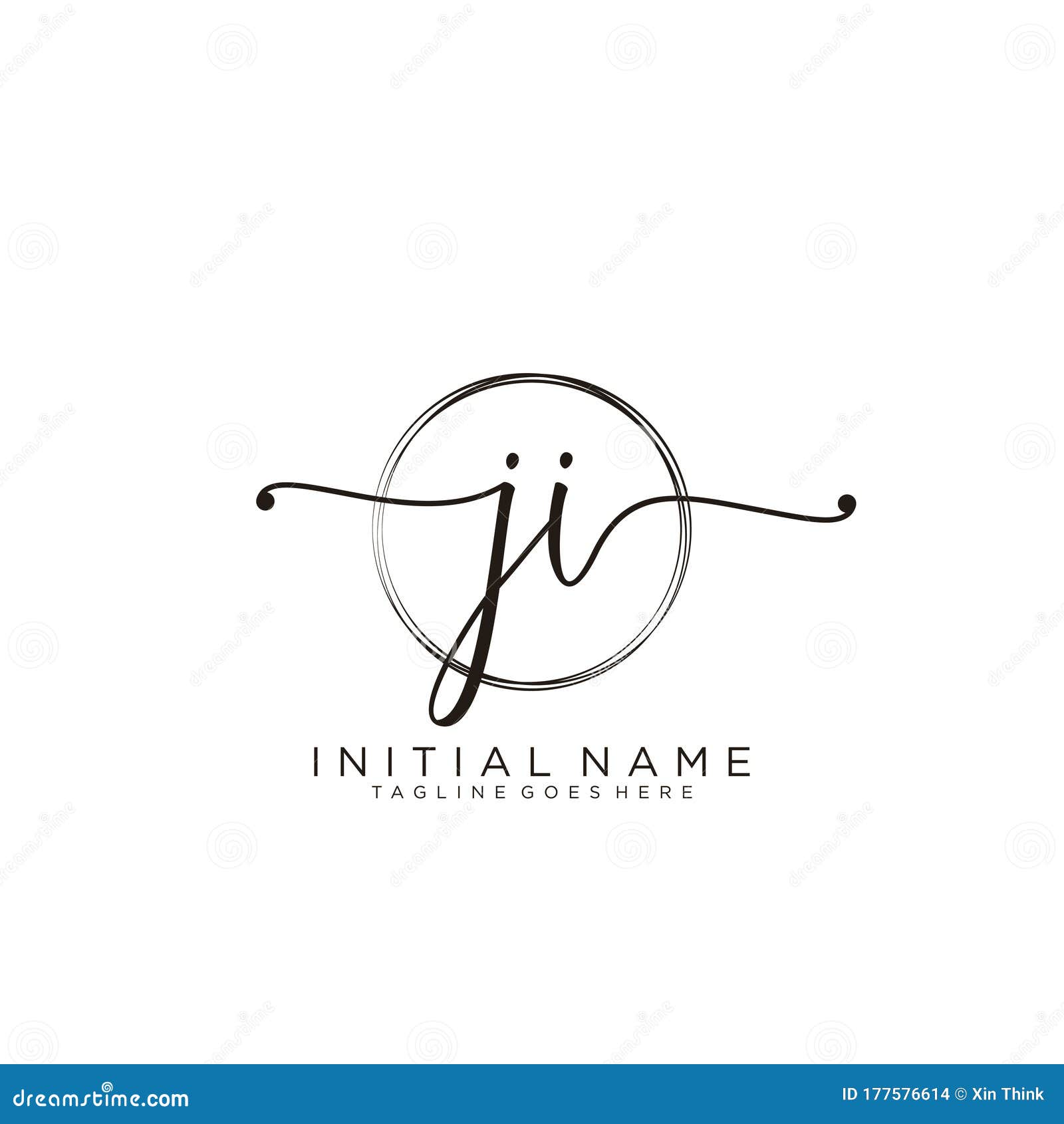 JI Initial Handwriting Logo with Circle Stock Illustration ...