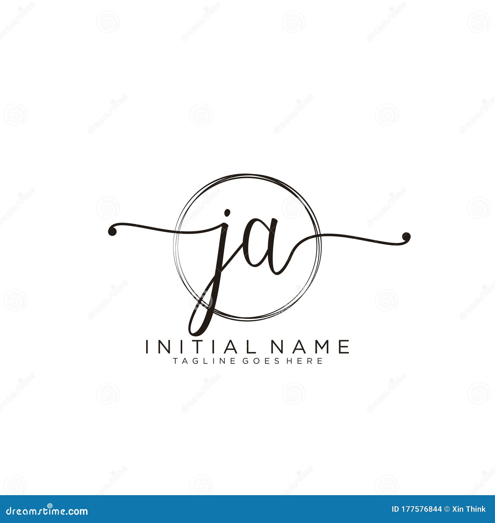 JA Initial Handwriting Logo with Circle Stock Illustration ...
