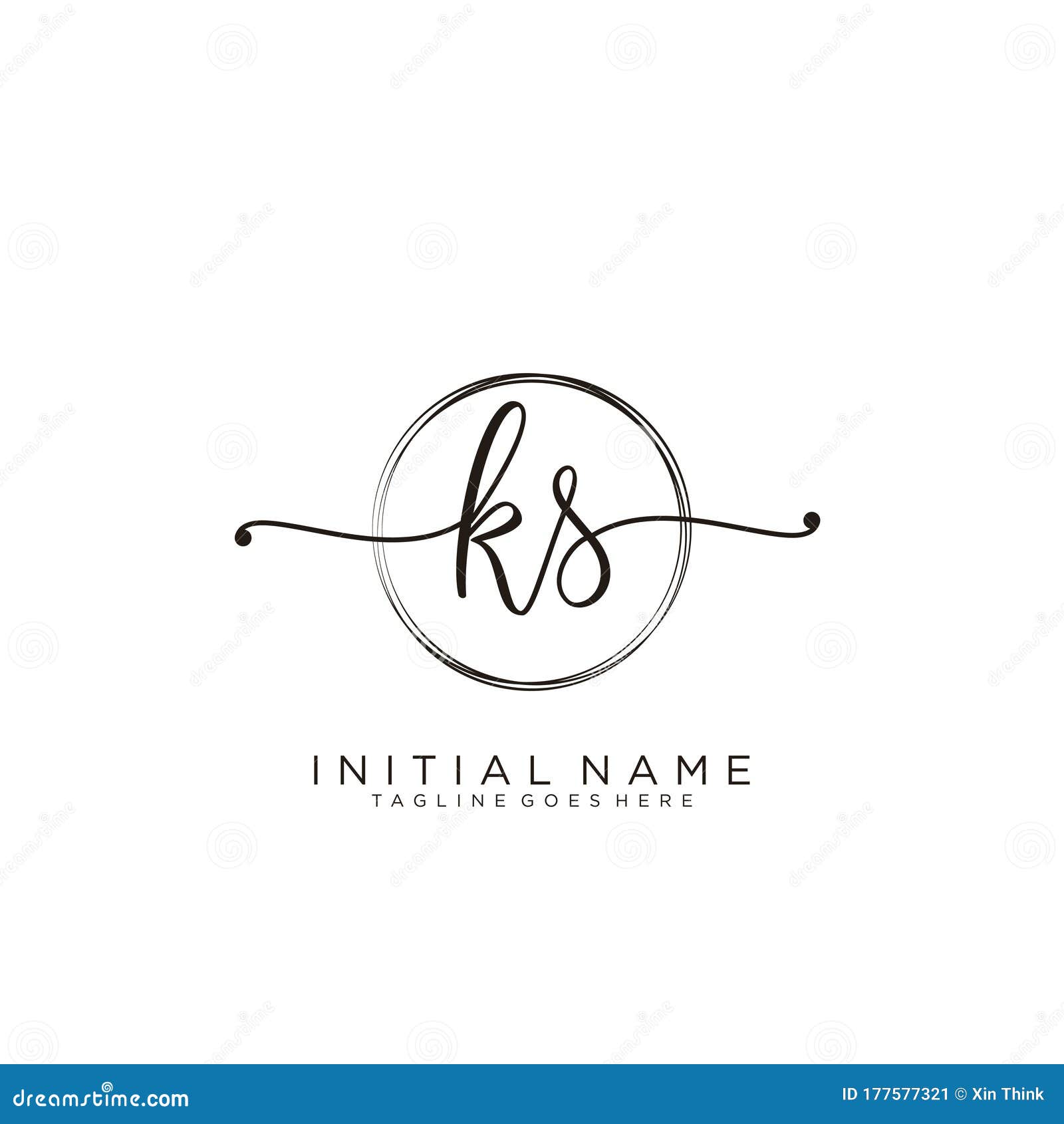 KS Initial Handwriting Logo with Circle Stock Vector - Illustration of ...