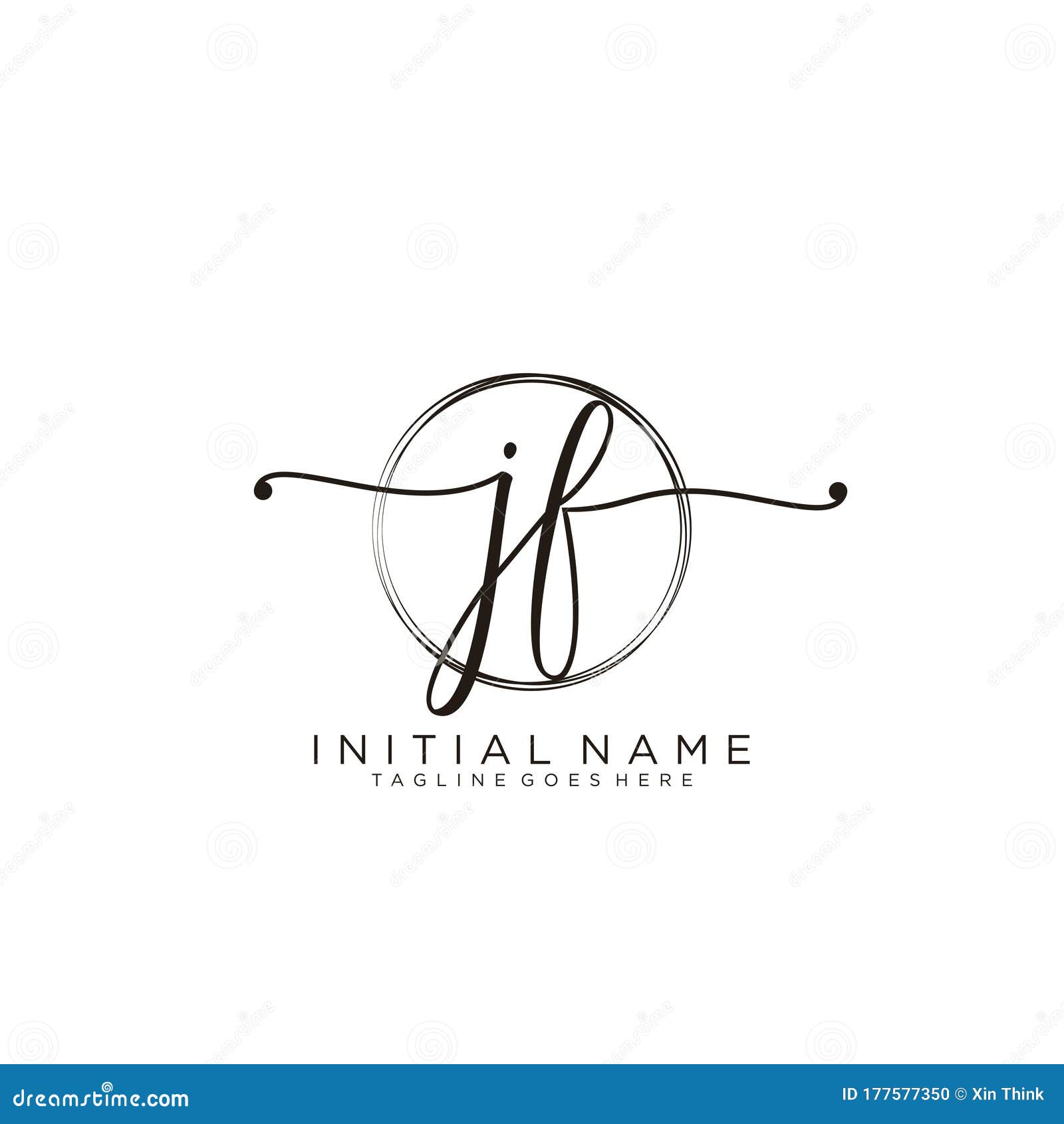 JF Initial Handwriting Logo with Circle Stock Illustration ...