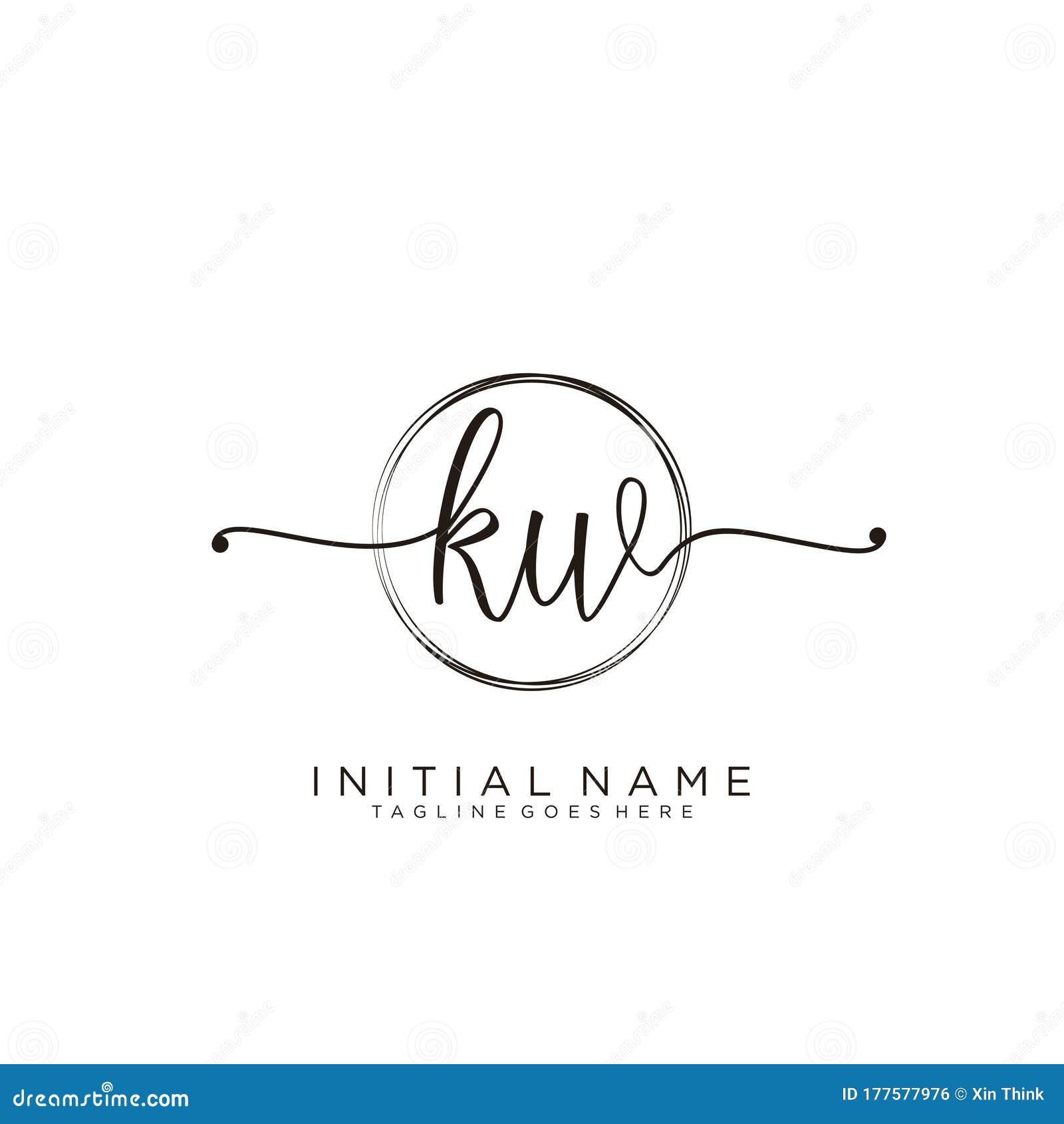 KW Initial Handwriting Logo with Circle Stock Vector - Illustration of ...