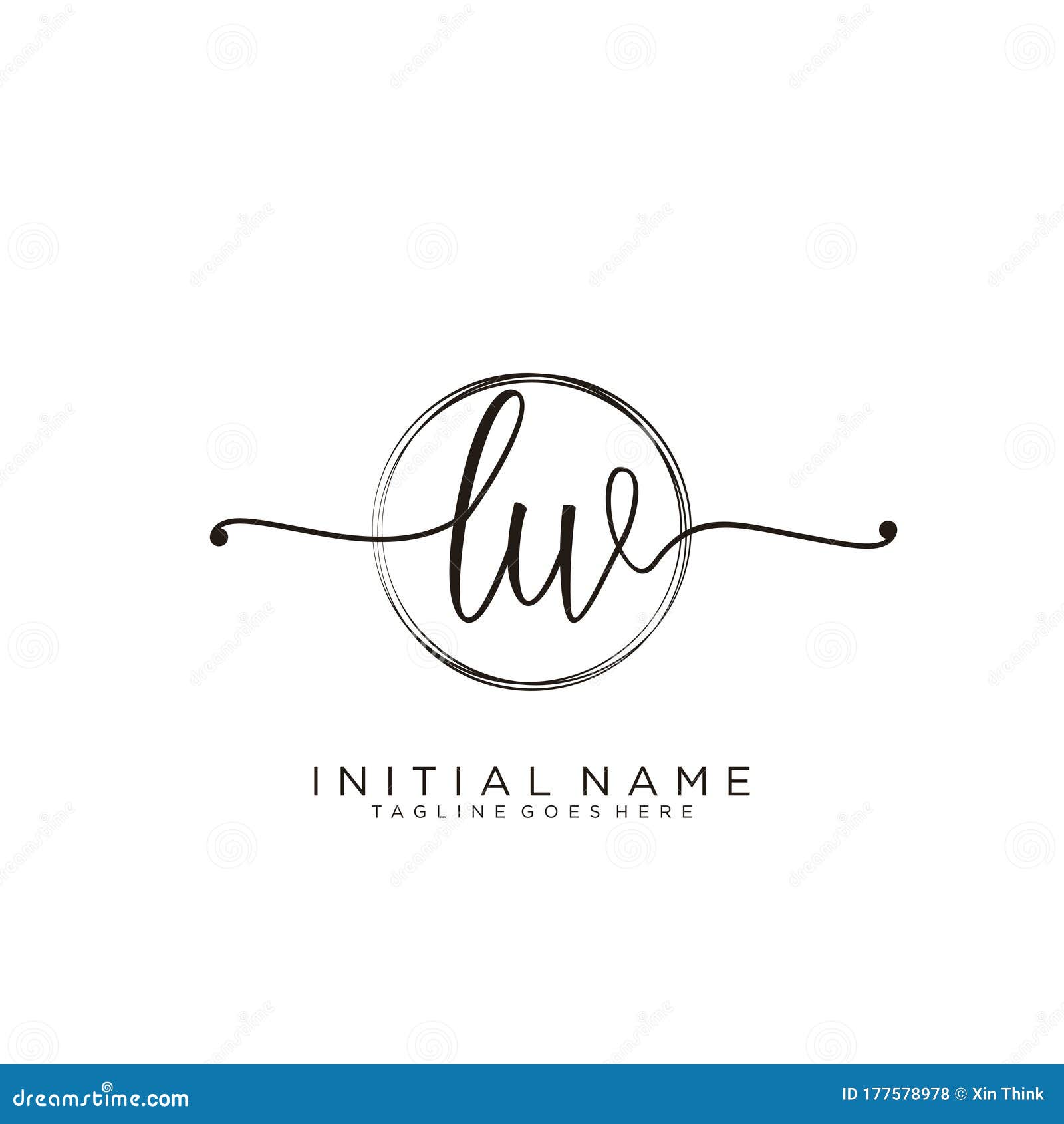 LW Initial Handwriting Logo with Circle Stock Vector - Illustration of ...
