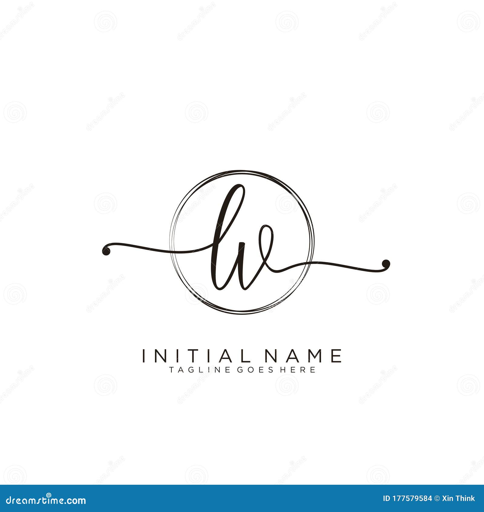 LV Initial Handwriting Logo with Circle Stock Vector - Illustration of ...