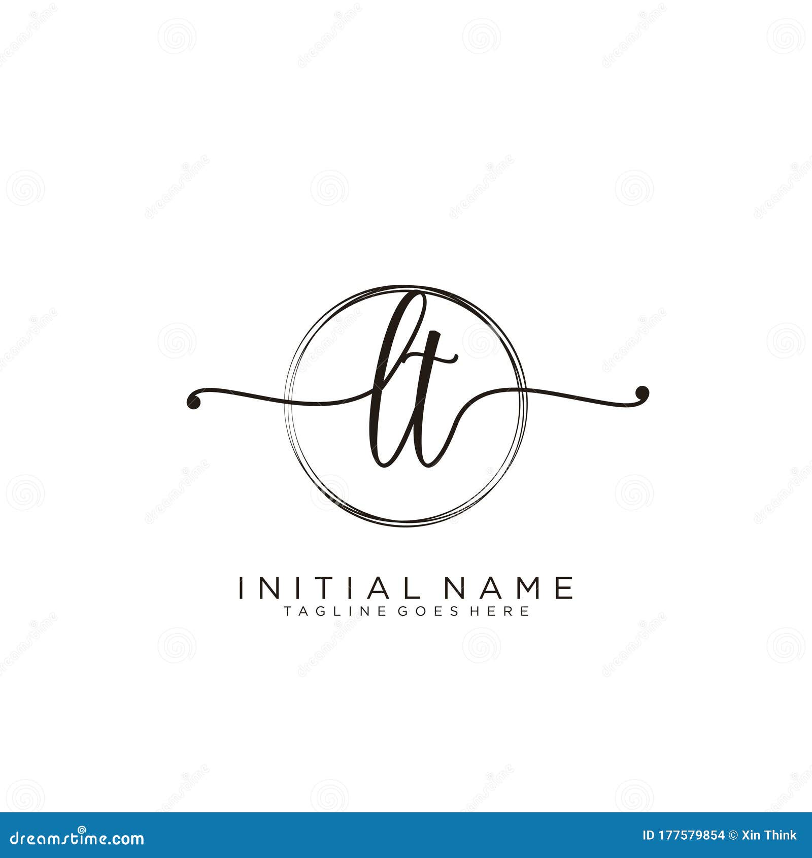 LT Initial Handwriting Logo with Circle Stock Vector - Illustration of ...