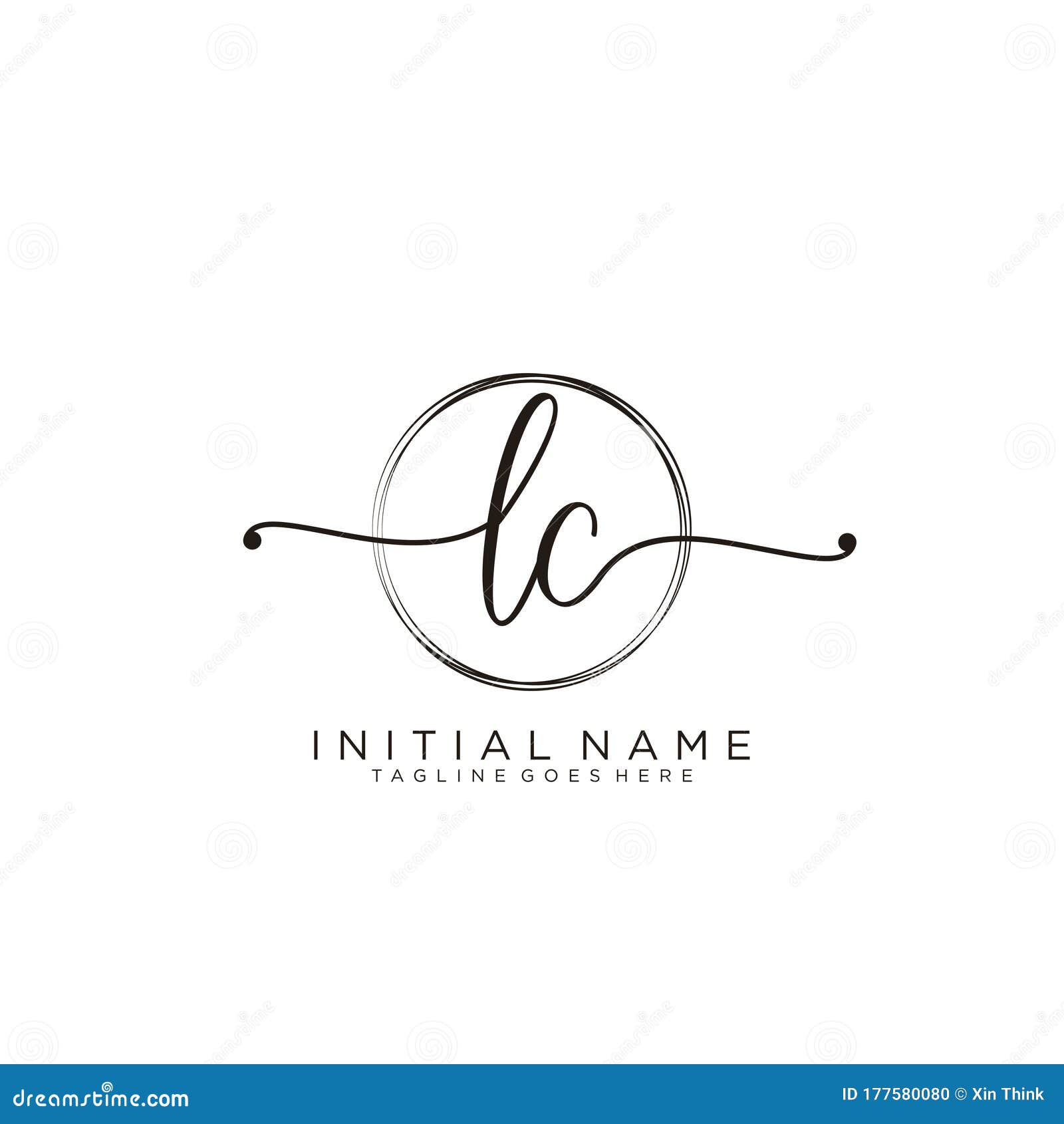 LC Initial Handwriting Logo with Circle Stock Vector - Illustration of ...