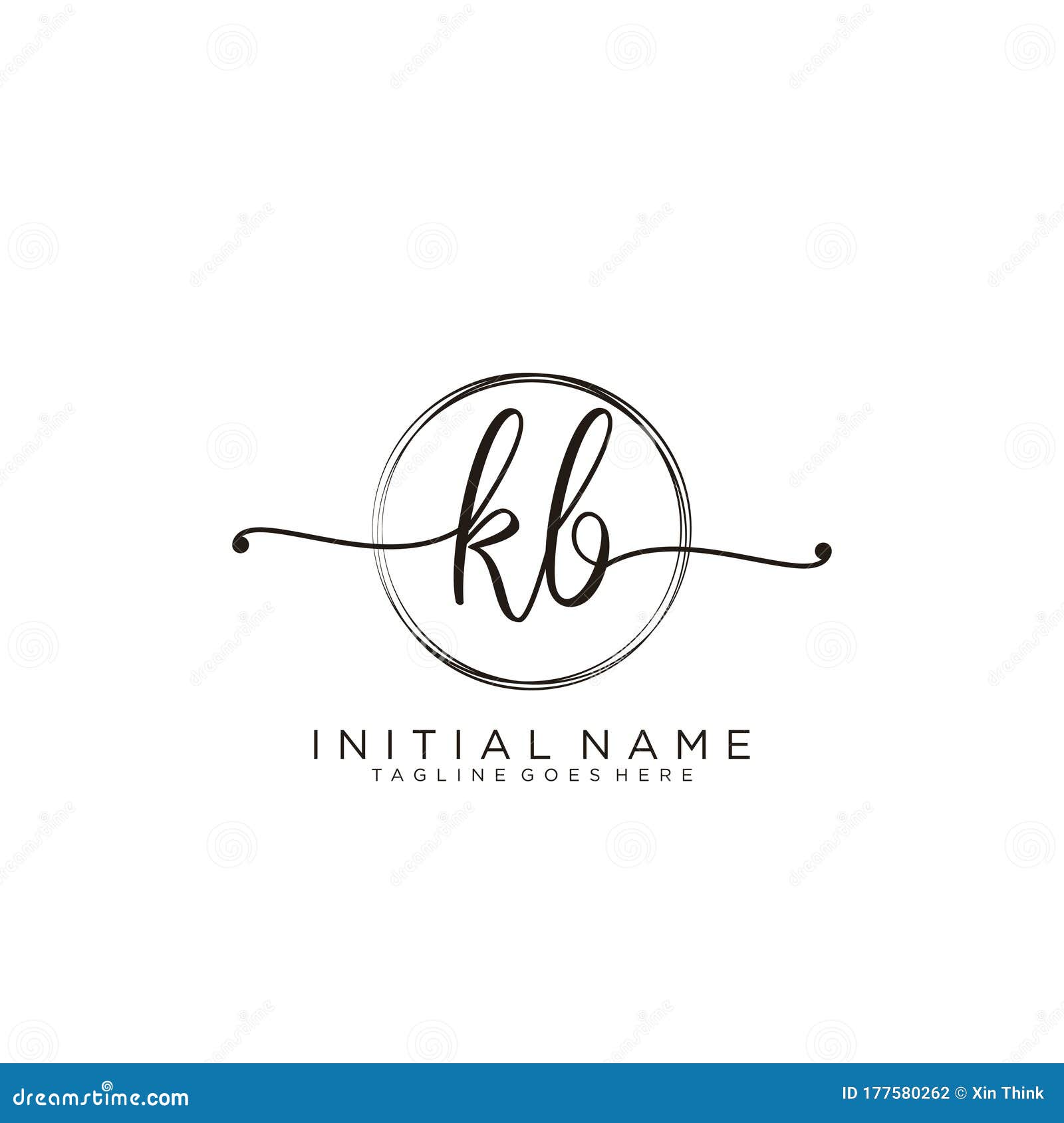 KB Initial Handwriting Logo with Circle Stock Vector - Illustration of ...