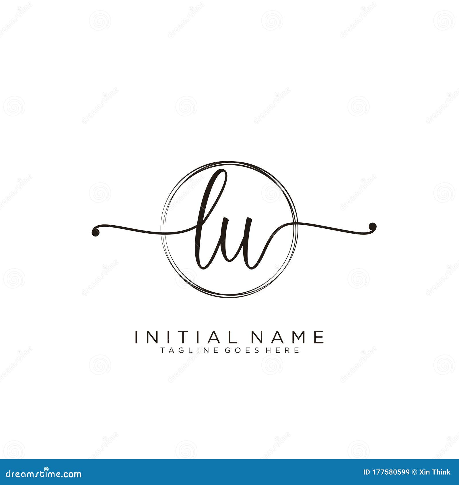 LU Initial Handwriting Logo with Circle Stock Vector - Illustration of ...