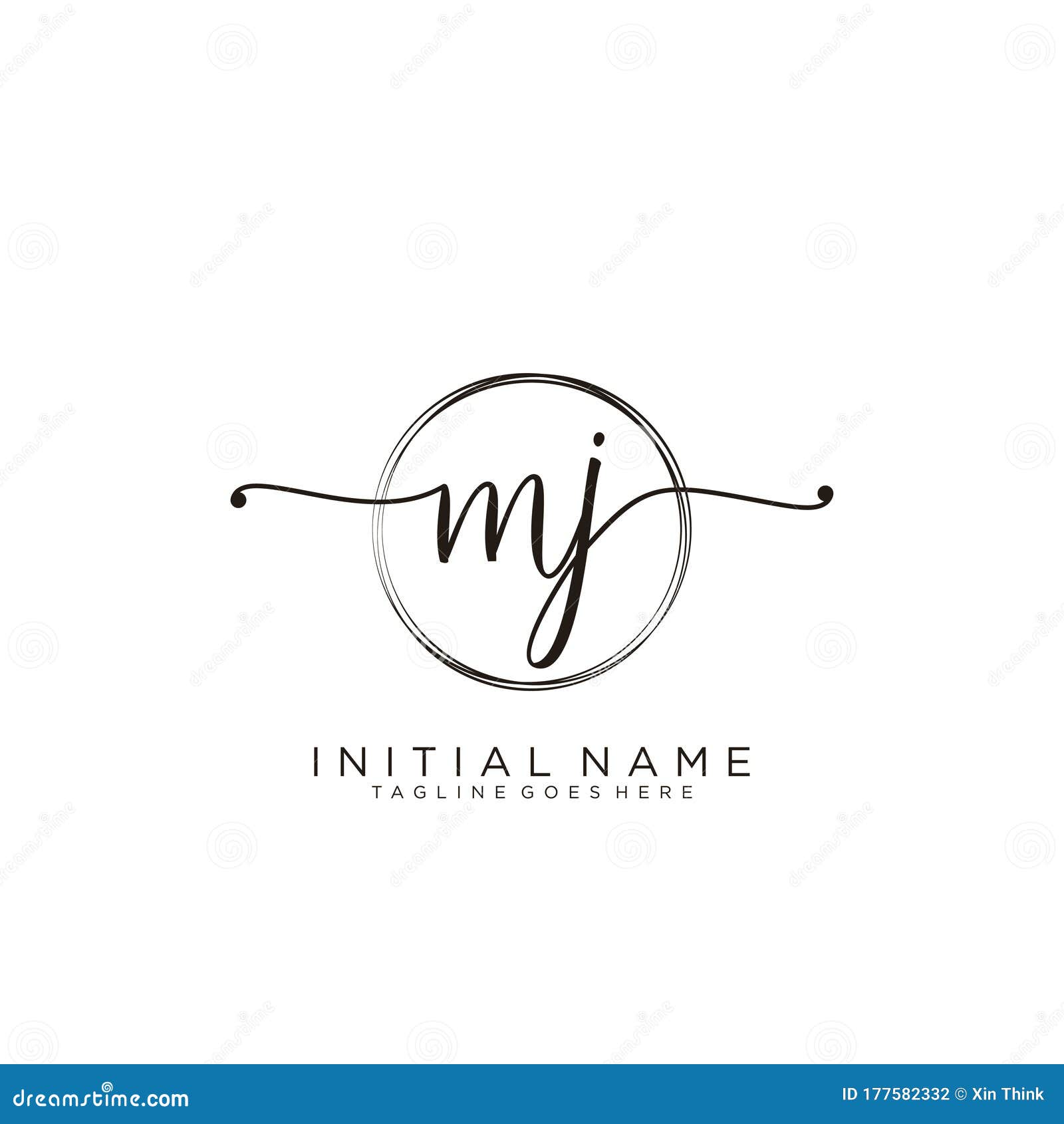 MJ Initial Handwriting Logo with Circle Stock Vector - Illustration of ...