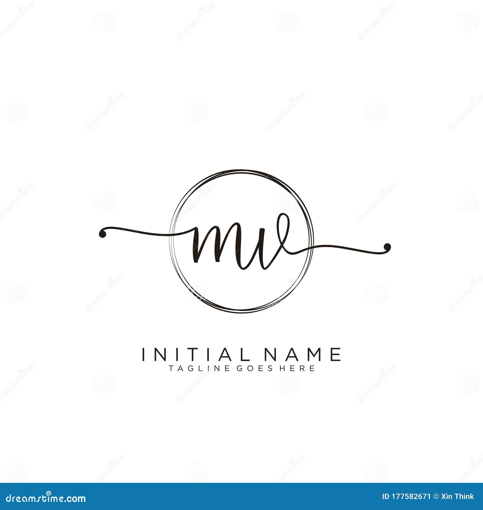 MV Initial Handwriting Logo with Circle Stock Vector - Illustration of ...