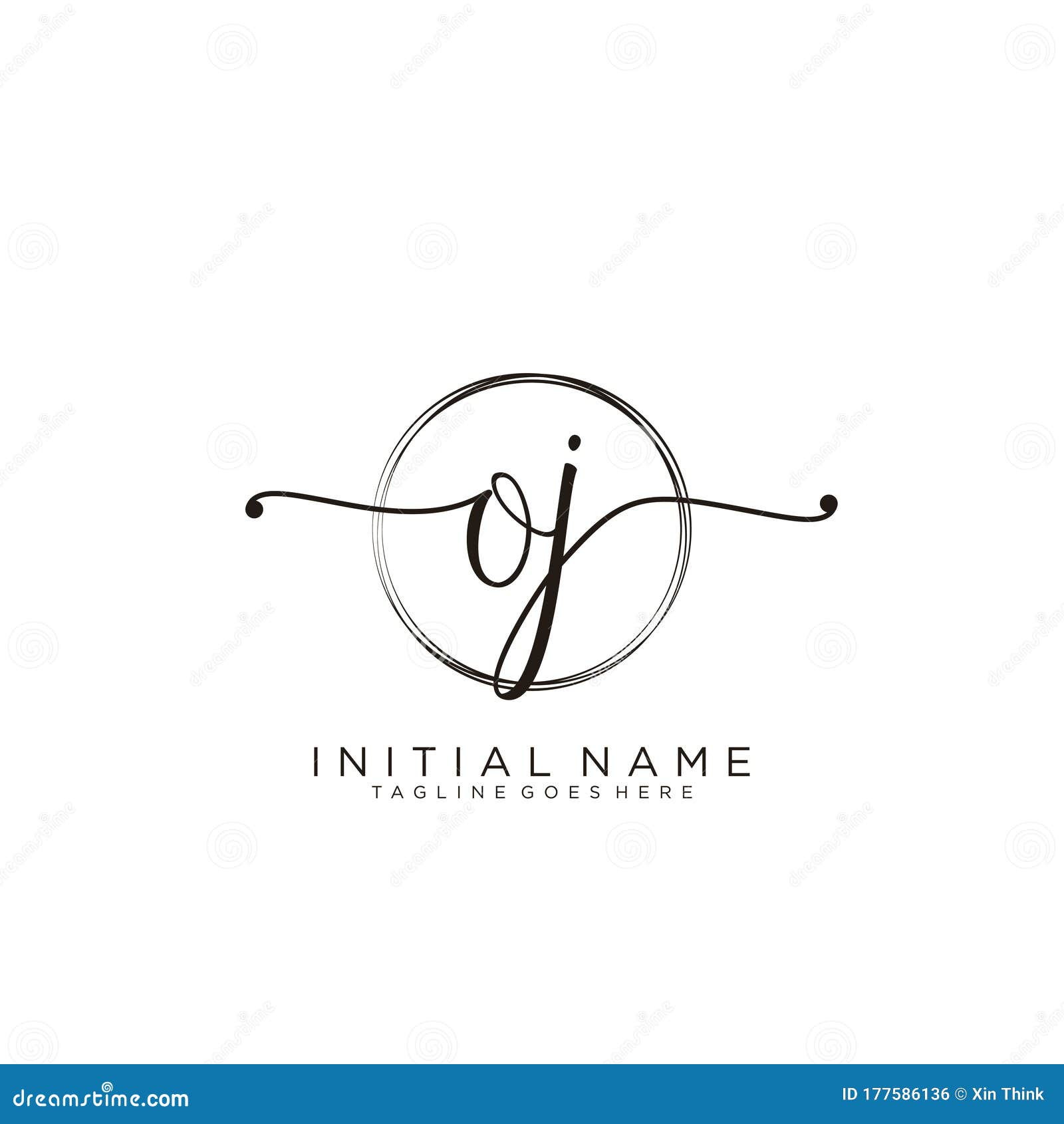 OJ Initial Handwriting Logo with Circle Stock Vector - Illustration of ...
