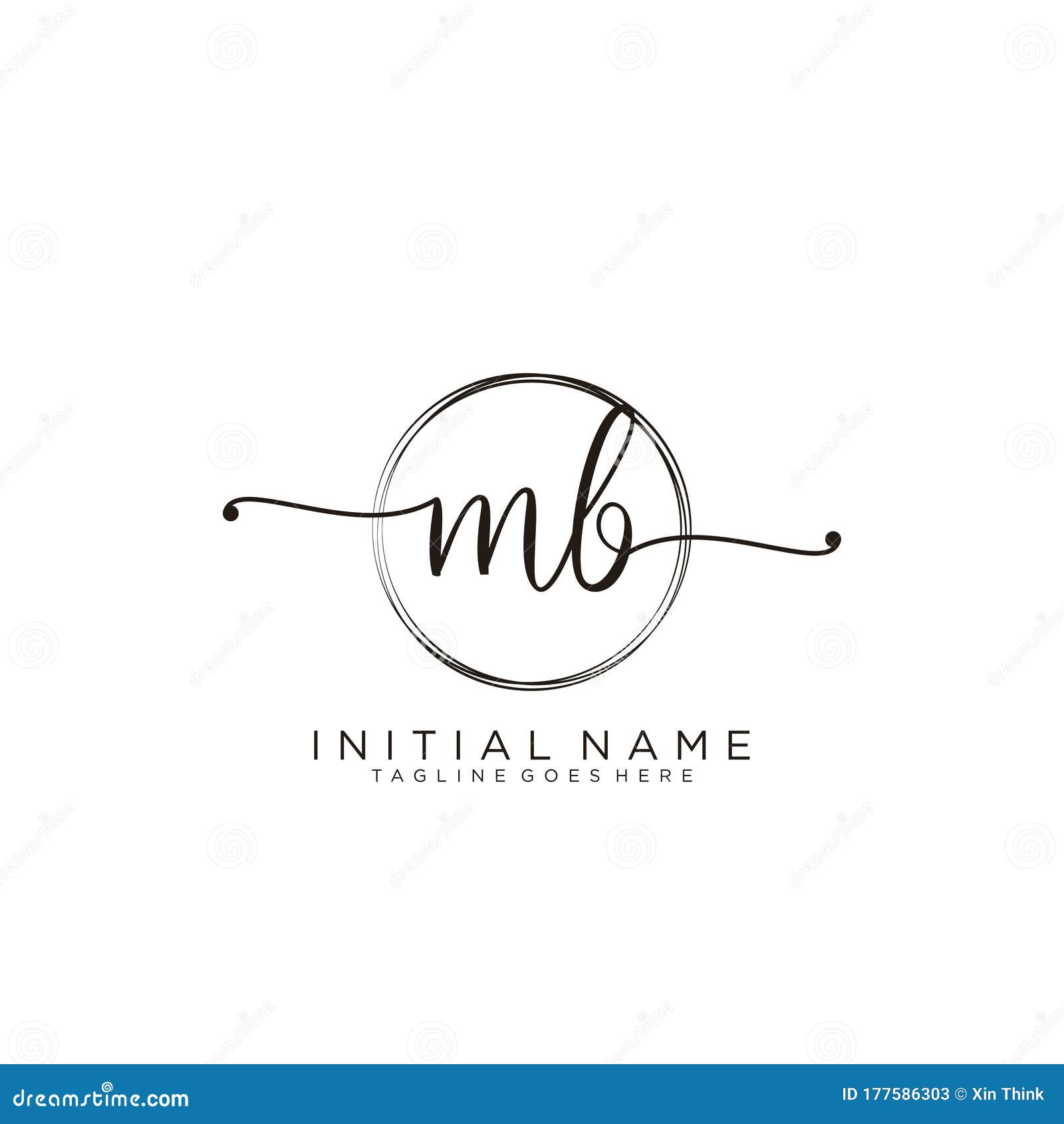 MB Initial Handwriting Logo with Circle Stock Illustration ...