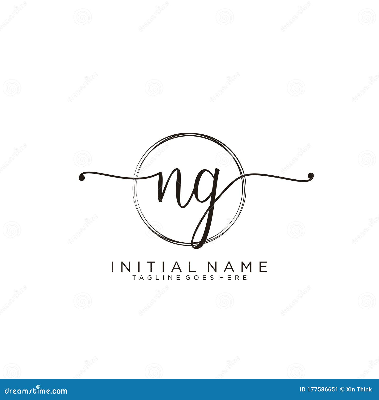NG Initial Handwriting Logo with Circle Stock Vector - Illustration of ...