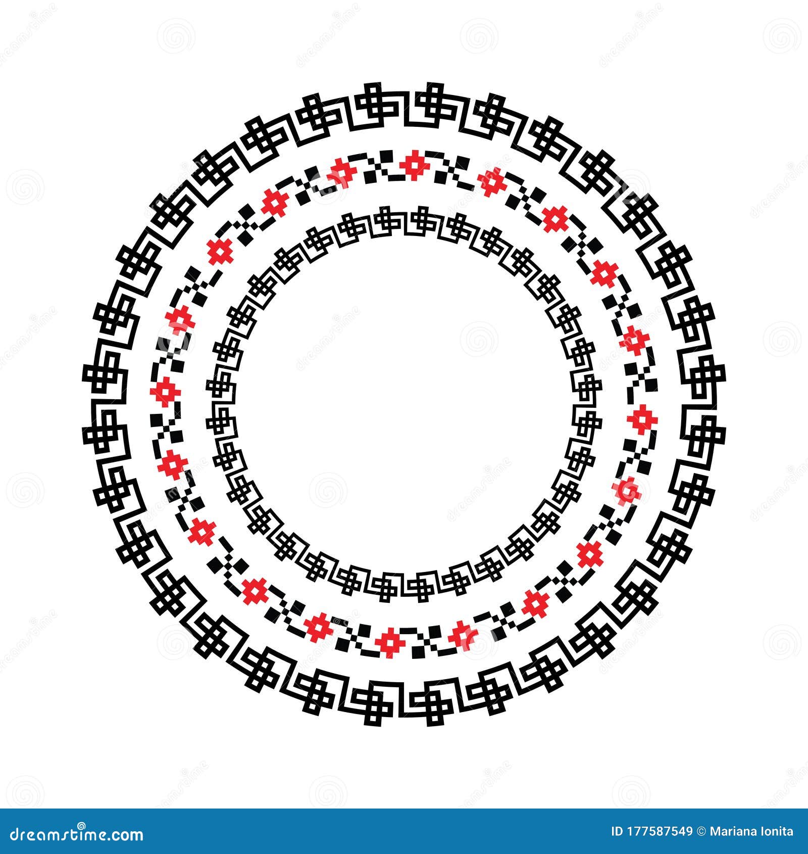 Traditional Round Frame Ornament Embroidery Motif Stock Vector ...