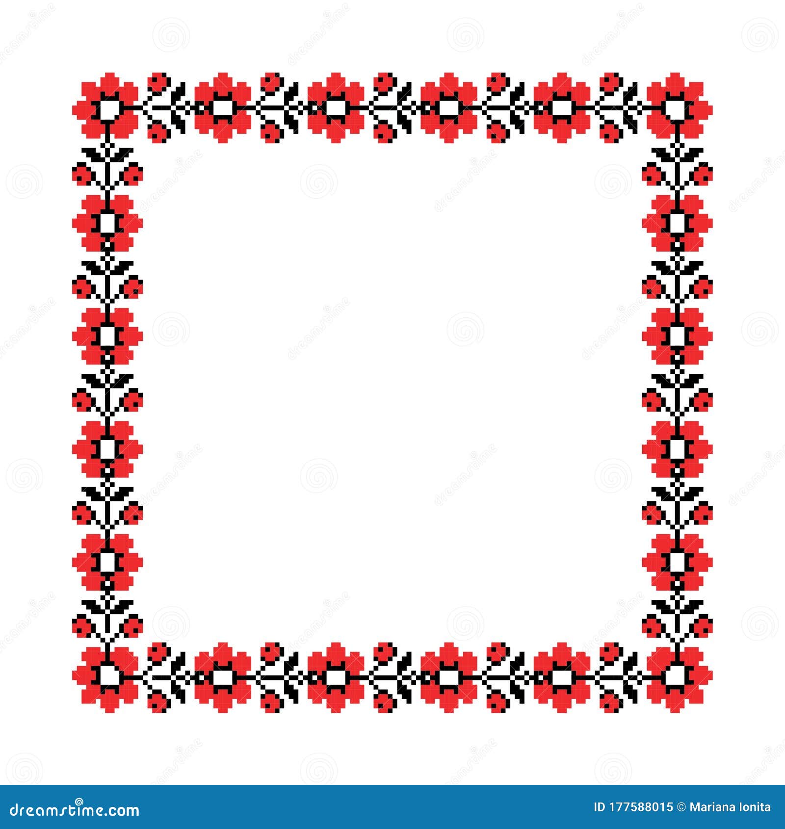 Traditional Romanian Frame with Floral Embroidery Motifs Stock Vector ...