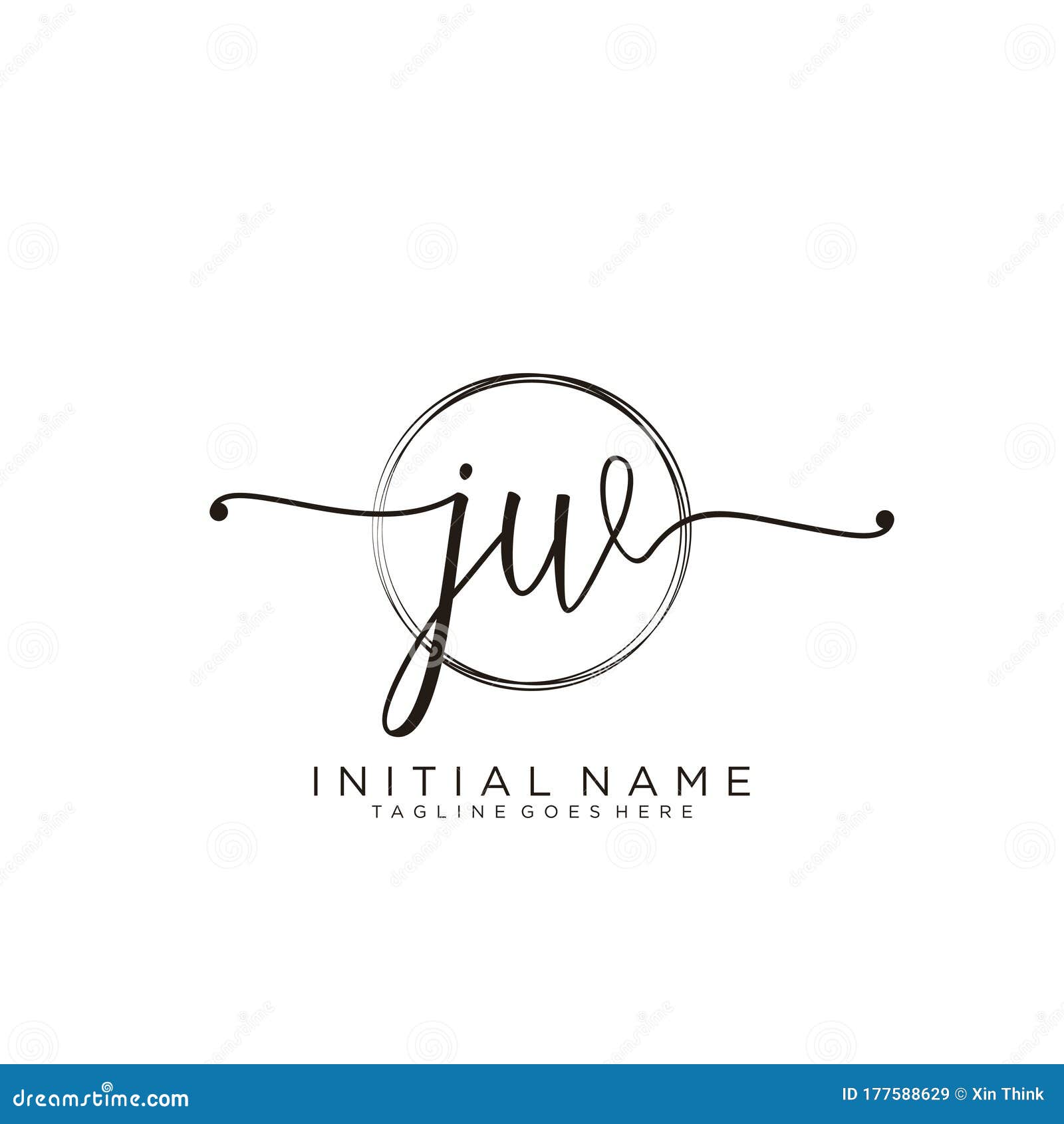 JW Initial Handwriting Logo with Circle Stock Illustration ...