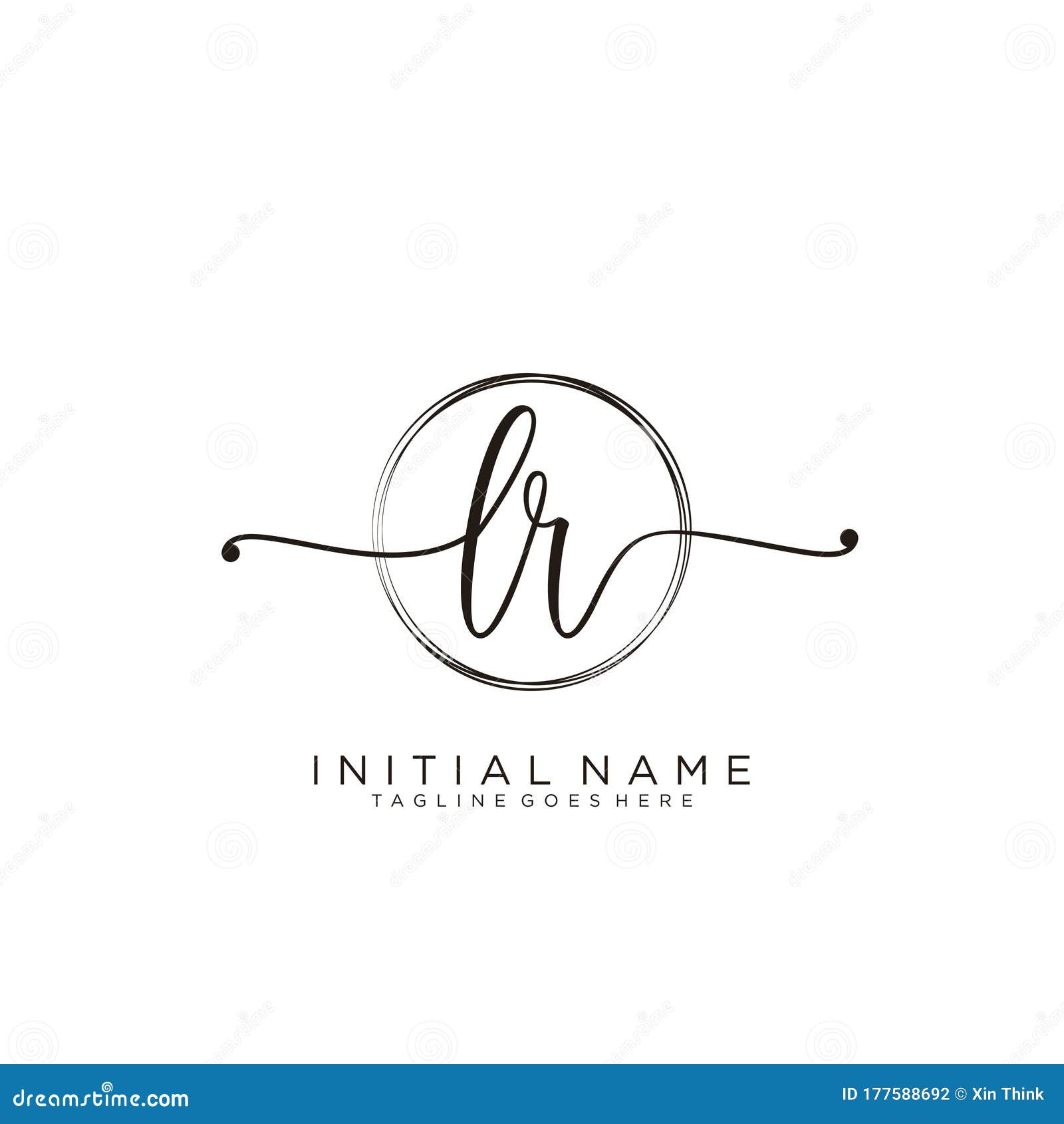 LR Initial Handwriting Logo with Circle Stock Illustration ...