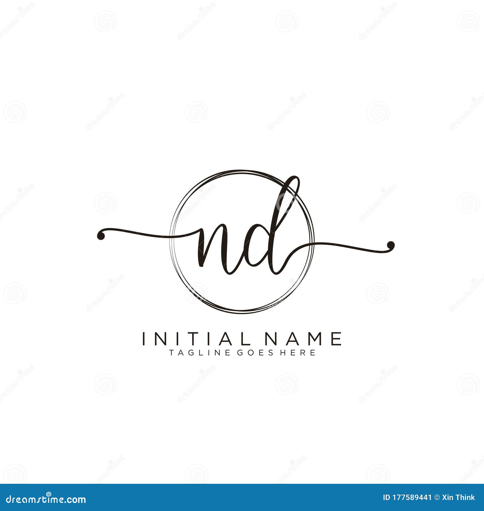 ND Initial Handwriting Logo with Circle Stock Illustration ...