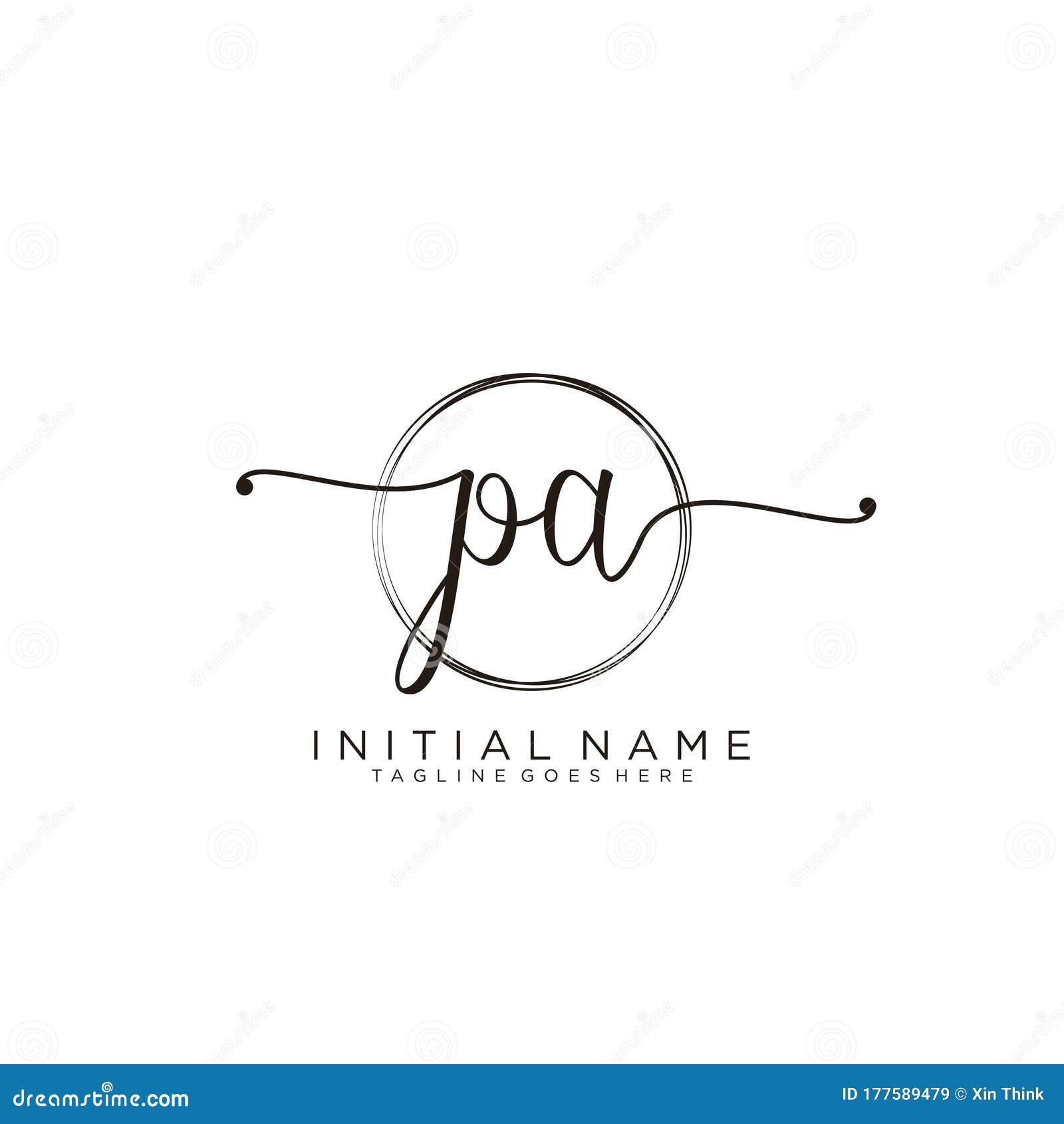 PA Initial Handwriting Logo with Circle Stock Vector - Illustration of ...