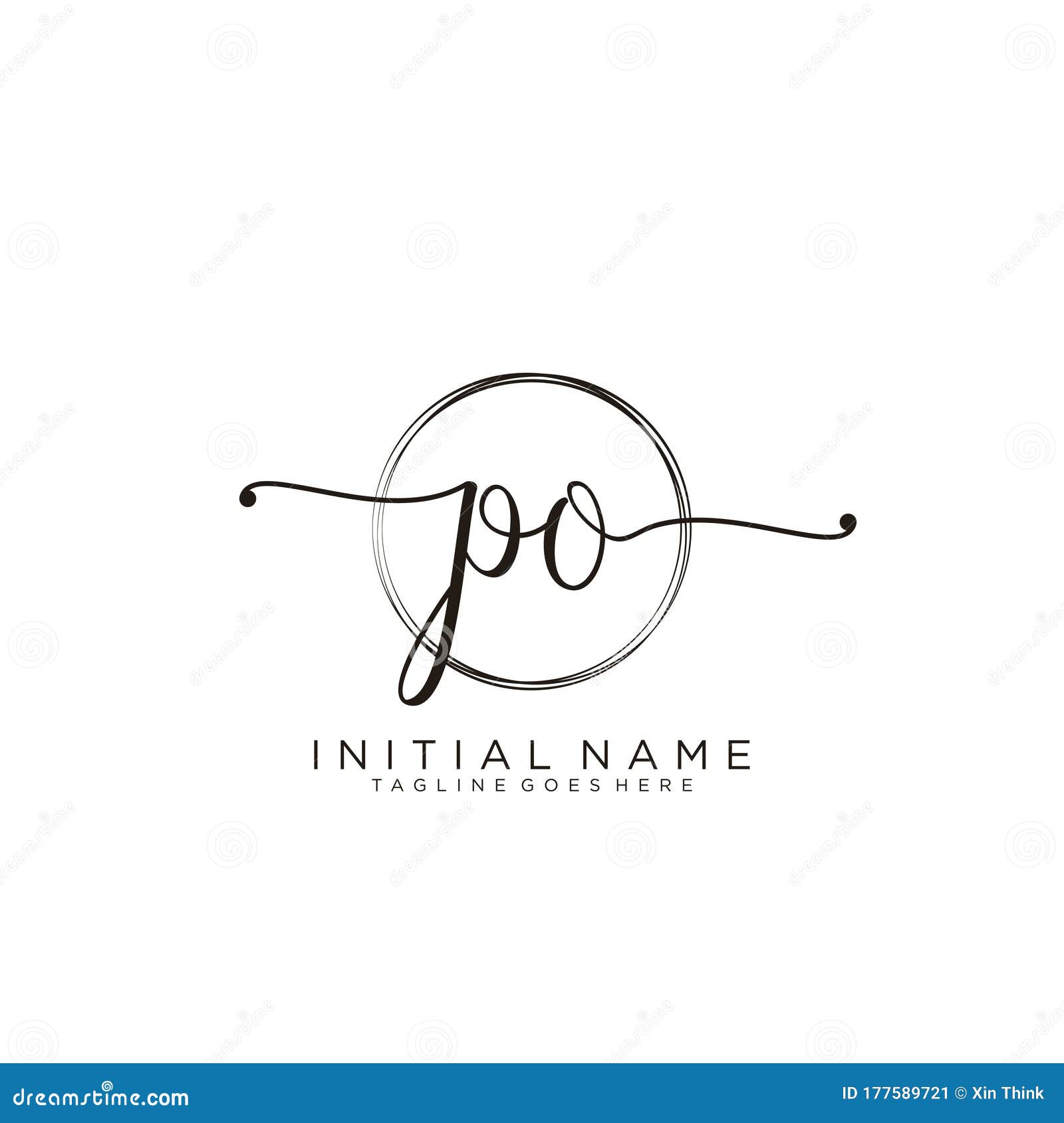 PO Initial Handwriting Logo with Circle Stock Vector - Illustration of ...