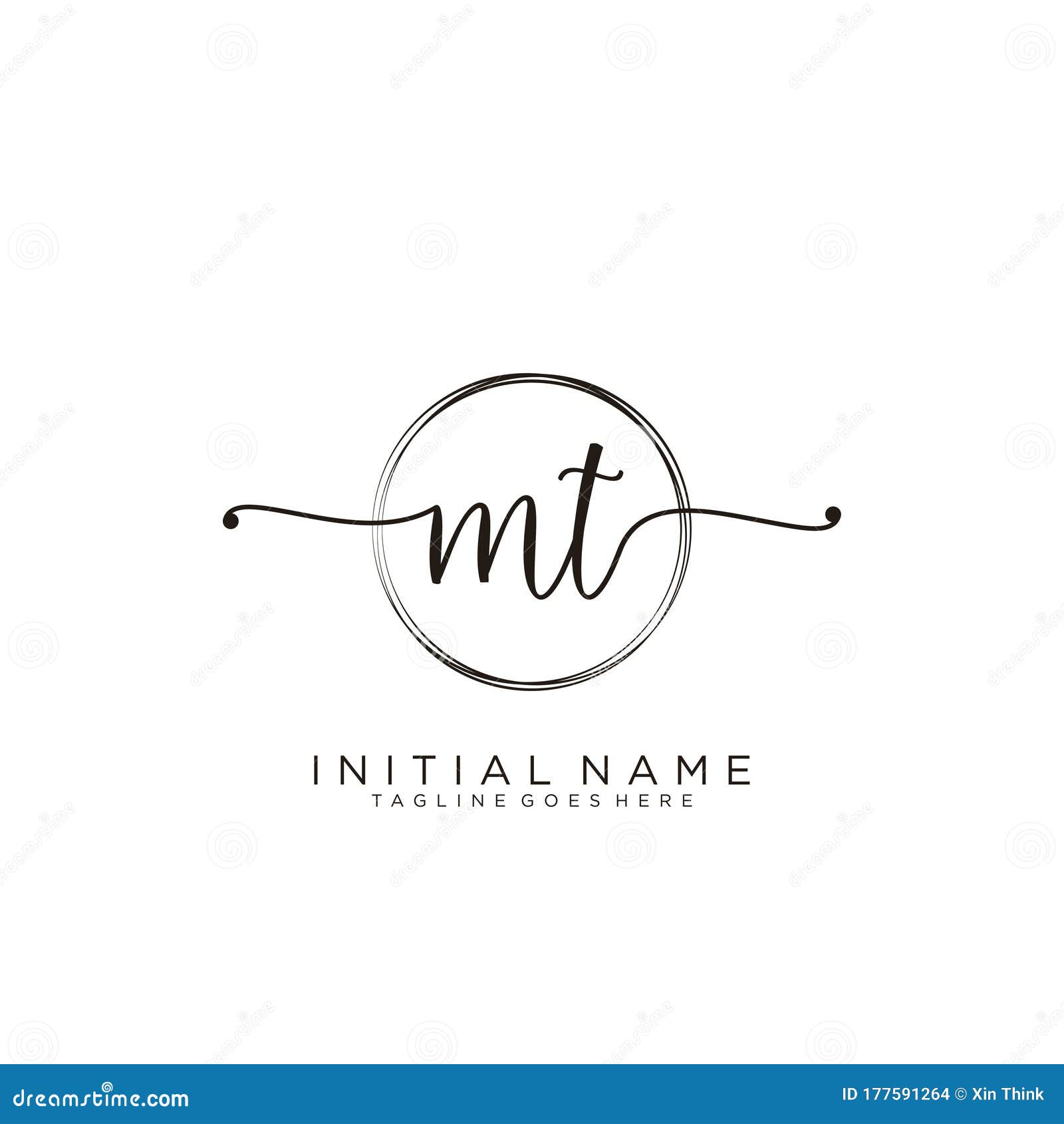 MT Initial Handwriting Logo with Circle Stock Illustration ...