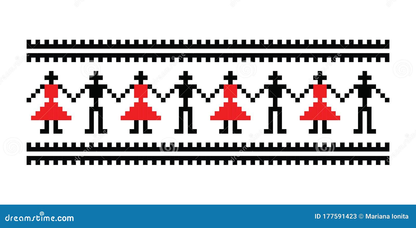 Tradional Border with Romanian Folk Dance Stock Vector - Illustration ...