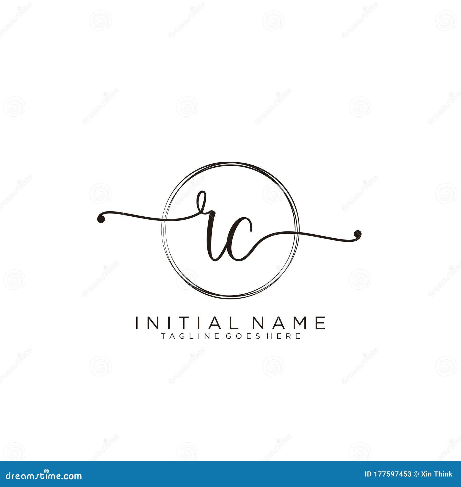 RC Initial Handwriting Logo with Circle Stock Vector - Illustration of ...