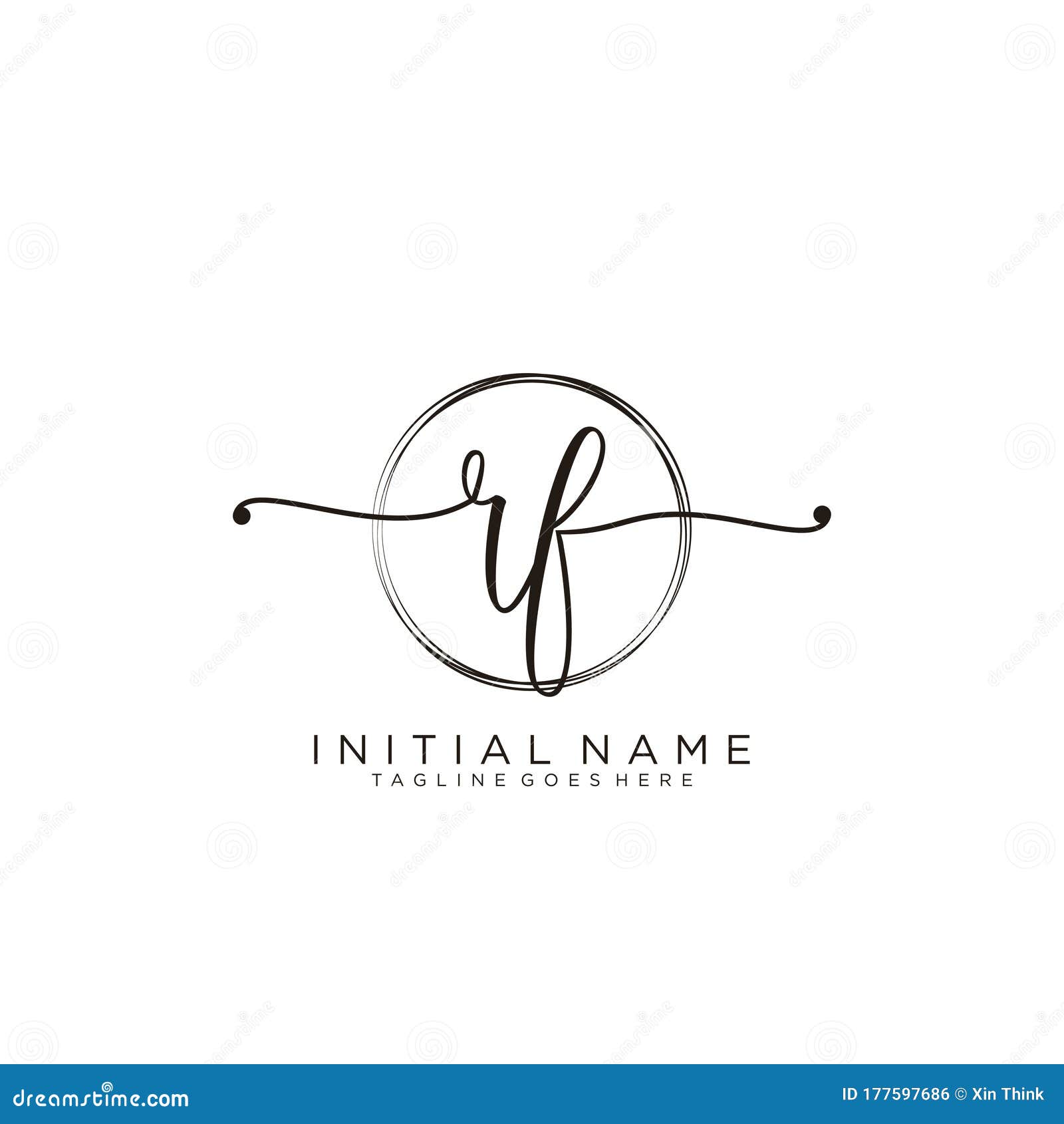 RF Initial Handwriting Logo with Circle Stock Vector - Illustration of ...