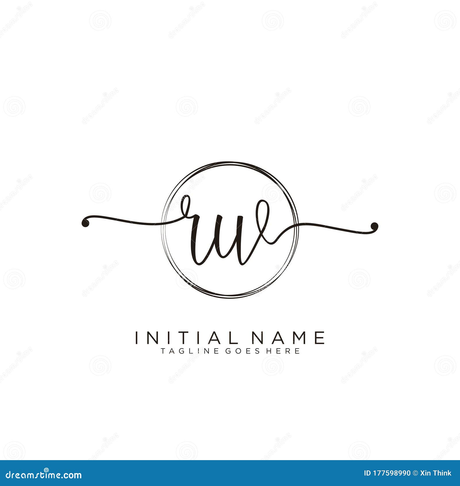 RW Initial Handwriting Logo with Circle Stock Vector - Illustration of ...