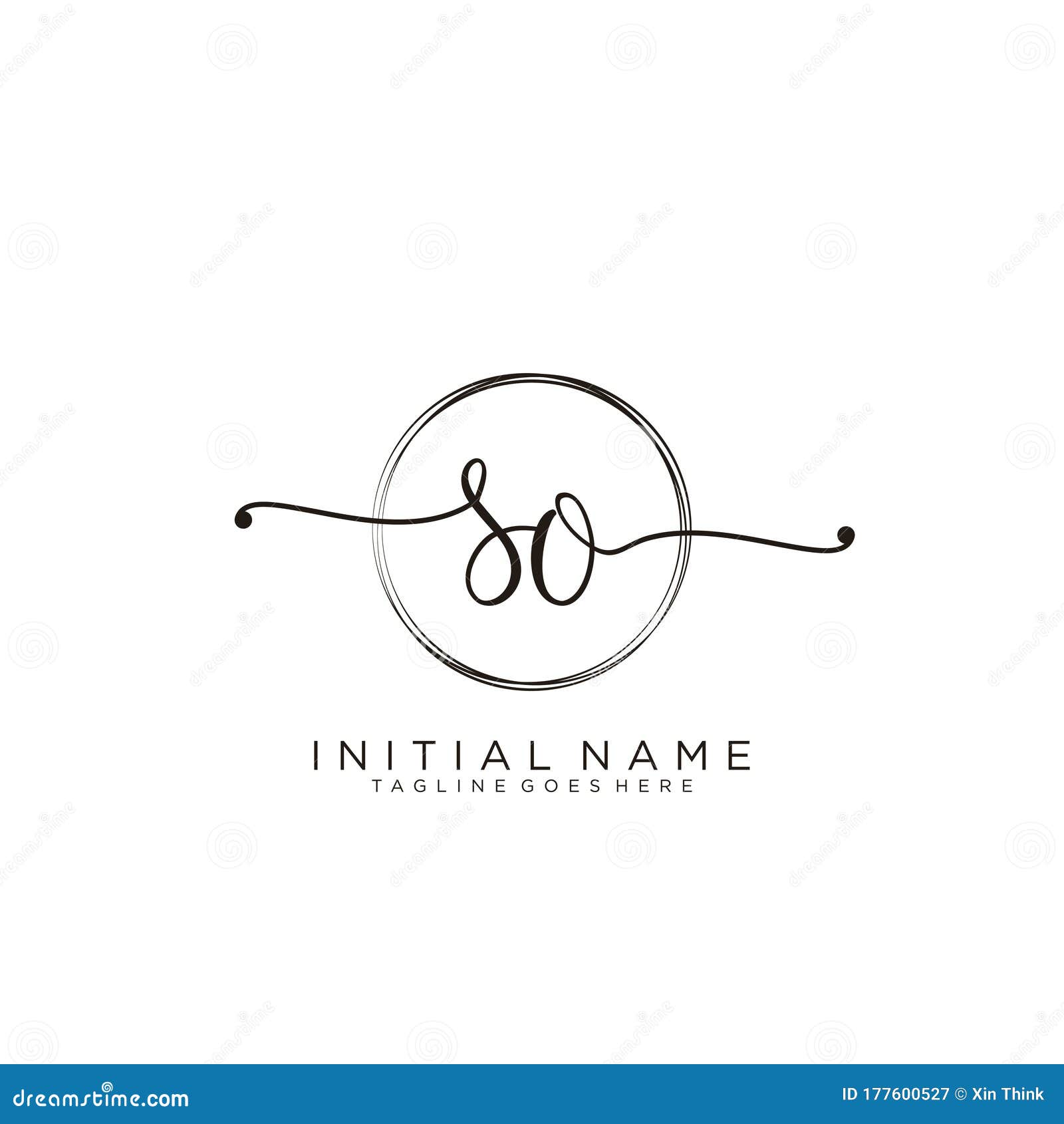 So Initial Handwriting Logo with Circle Stock Vector - Illustration of ...