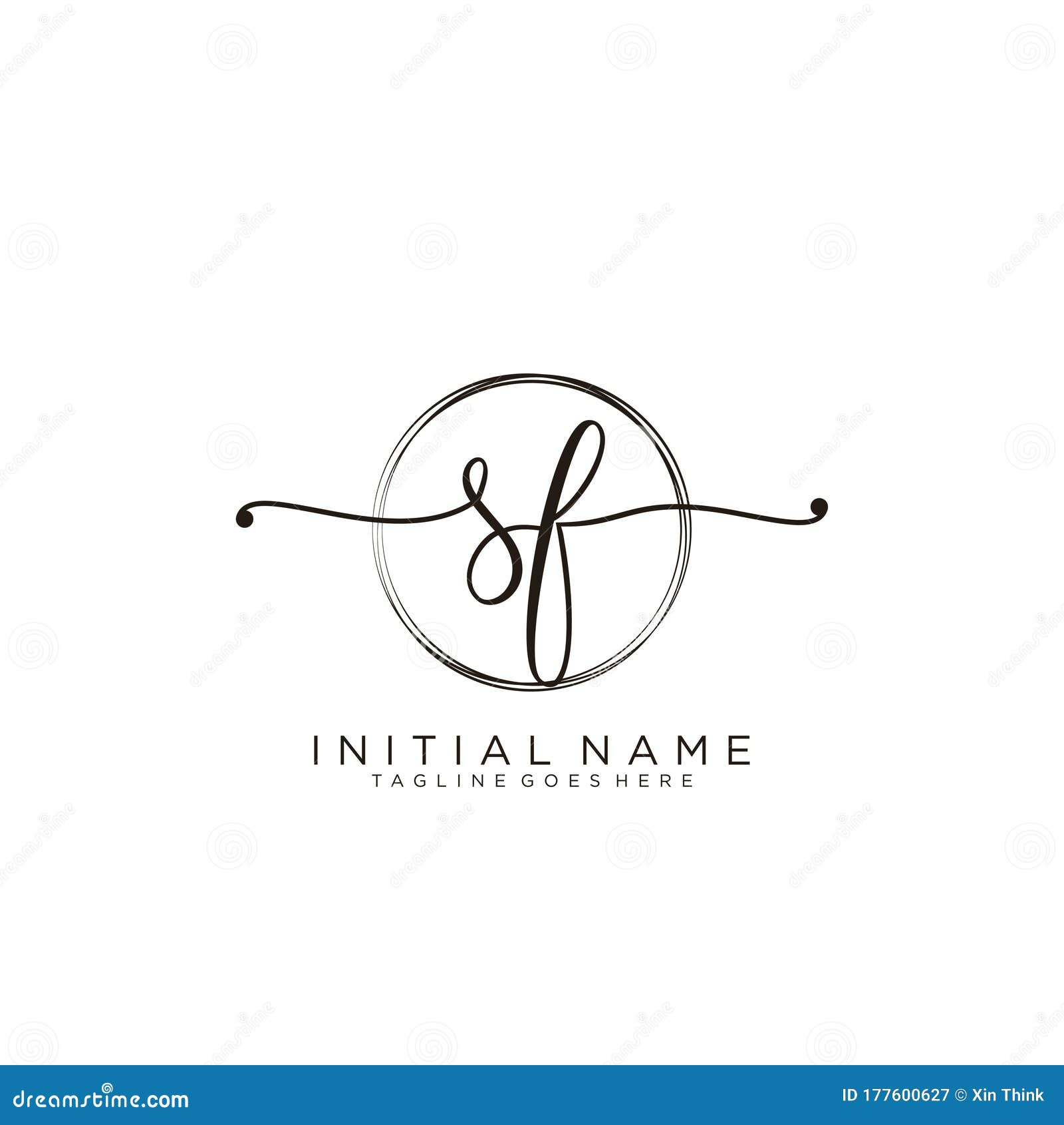 SF Initial Handwriting Logo with Circle Stock Vector - Illustration of ...