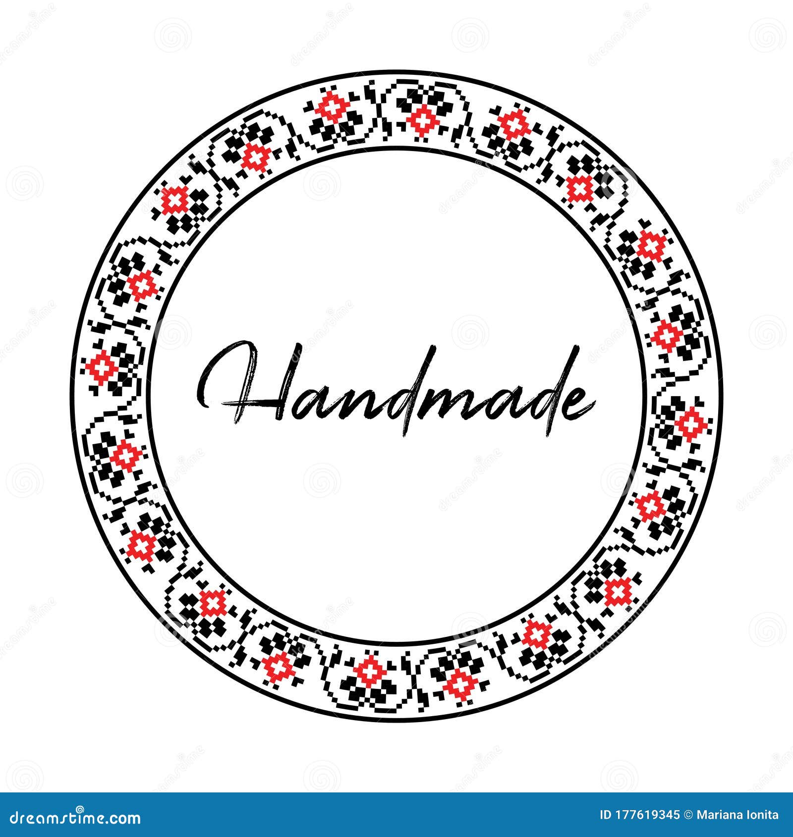 Traditional Round Frame with Romanian Floral Folk Motif Stock Vector ...