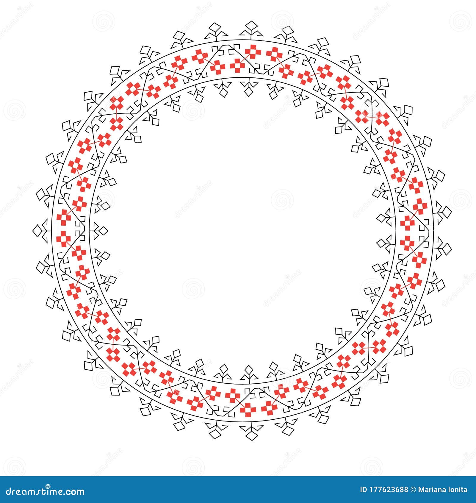 Traditional Folk Frame with Geometric Floral Element Stock Vector ...