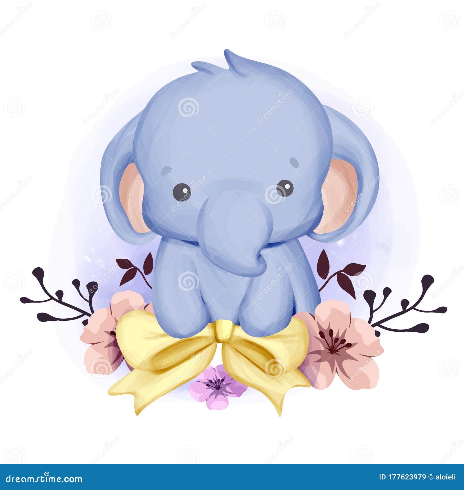 Baby Elephant Smiling and Ribbon Stock Vector - Illustration of ...