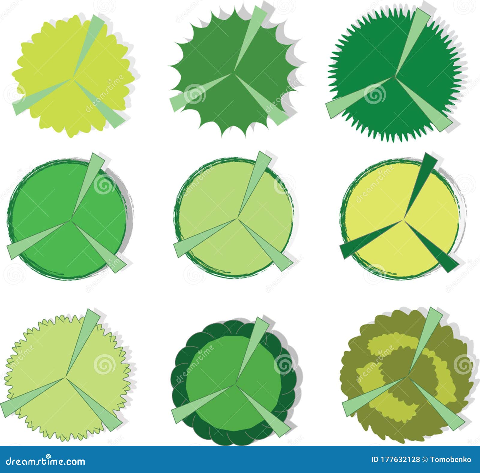 Landscape Architect Symbols Tree Plants Stock Vector - Illustration of ...