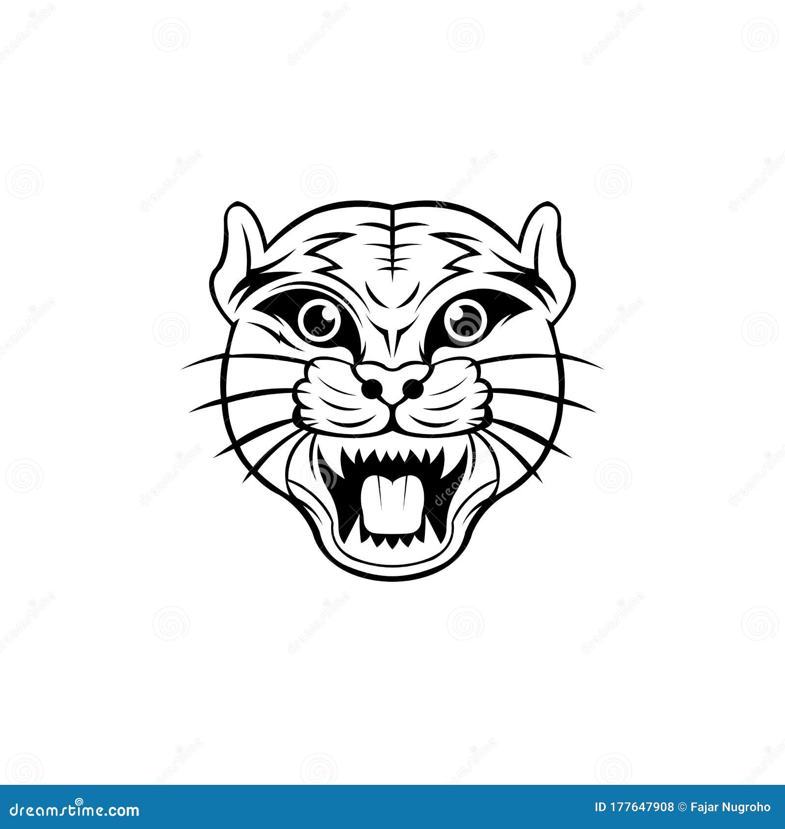 Angry Puma. Animal Face. Vector Illustration Of Angry Tiger ...