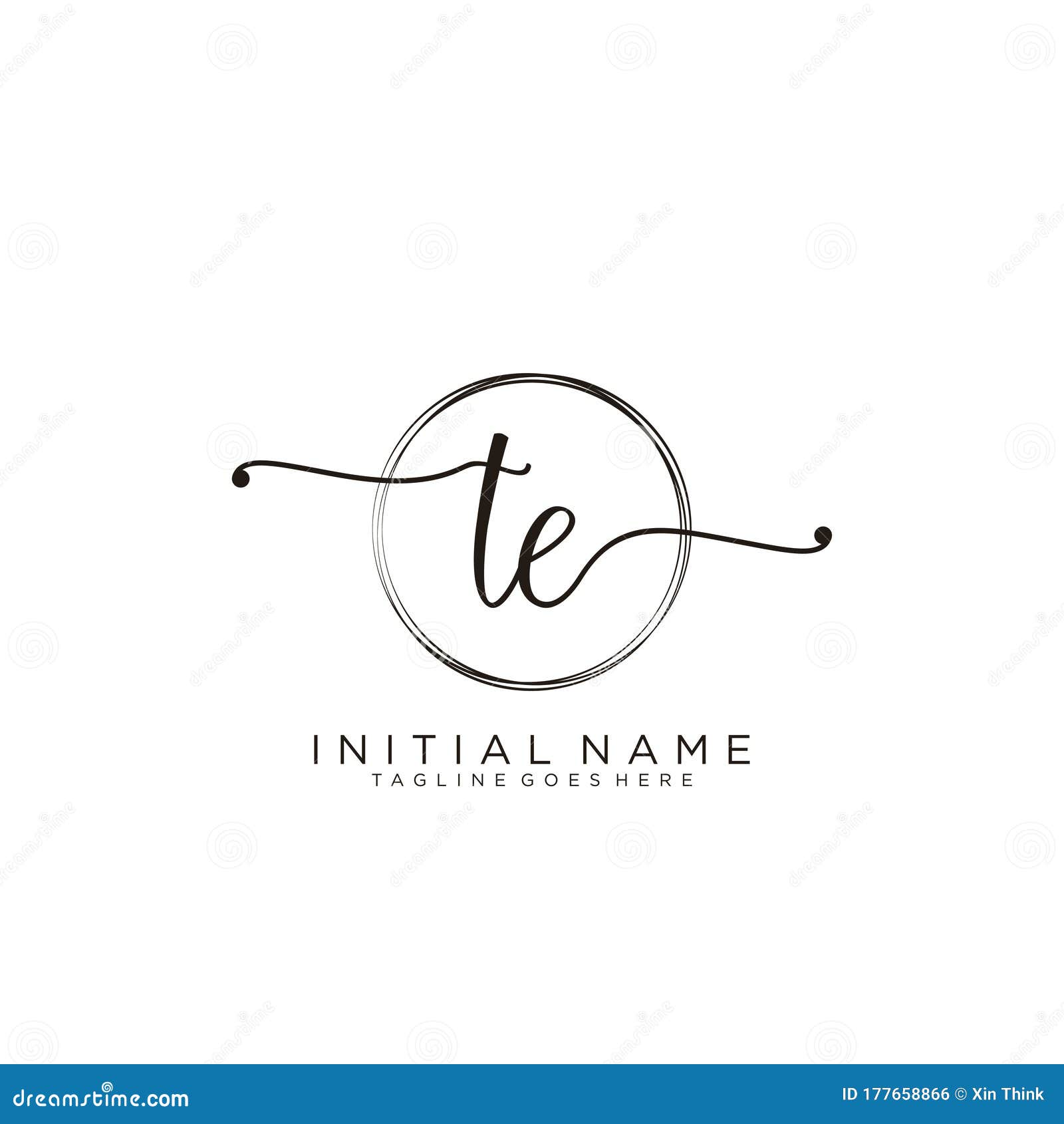 TE Initial Handwriting Logo with Circle Stock Vector - Illustration of ...
