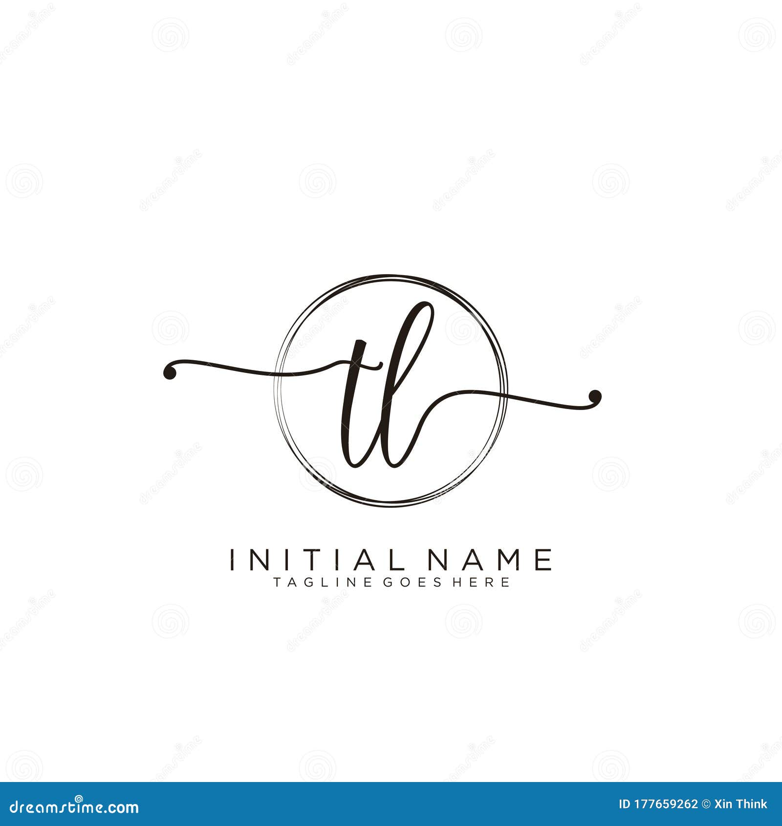 TL Initial Handwriting Logo with Circle Stock Vector - Illustration of ...