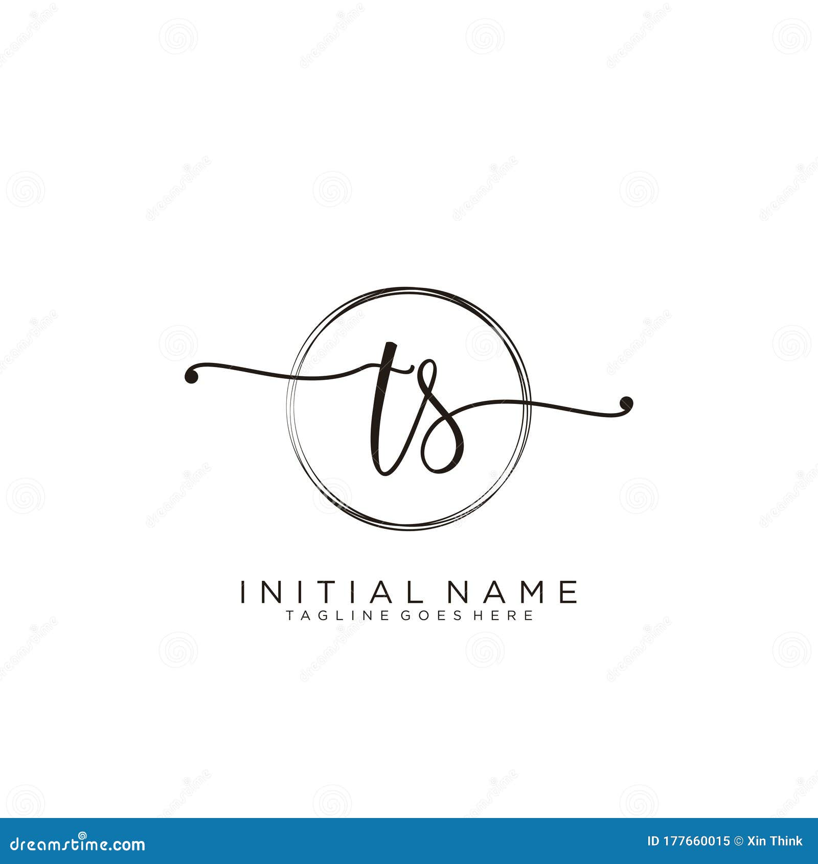 TS Initial Handwriting Logo with Circle Stock Vector - Illustration of ...