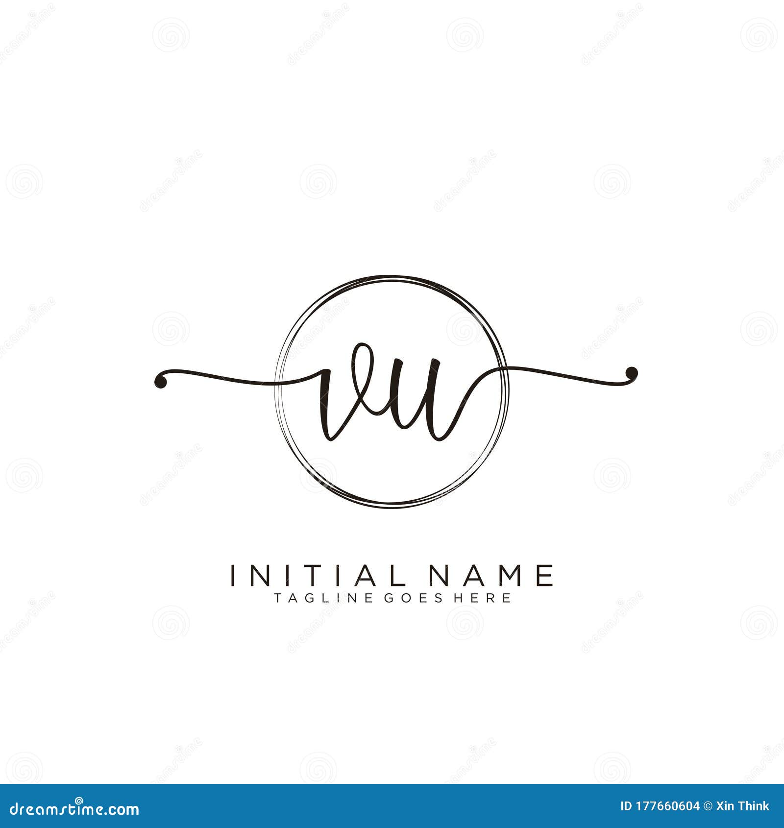 VU Initial Handwriting Logo with Circle Stock Vector - Illustration of ...