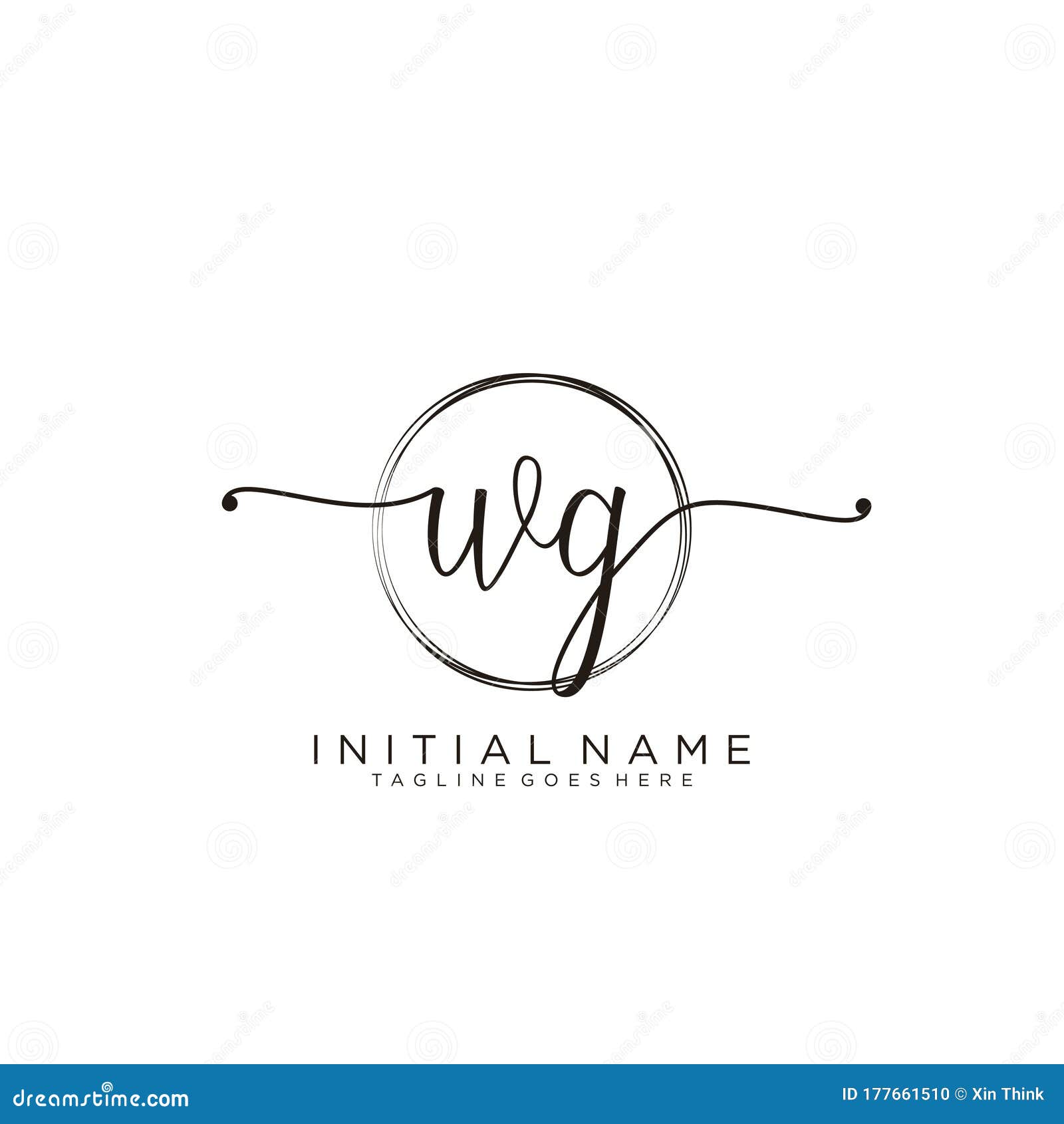 WG Initial Handwriting Logo with Circle Stock Vector - Illustration of ...
