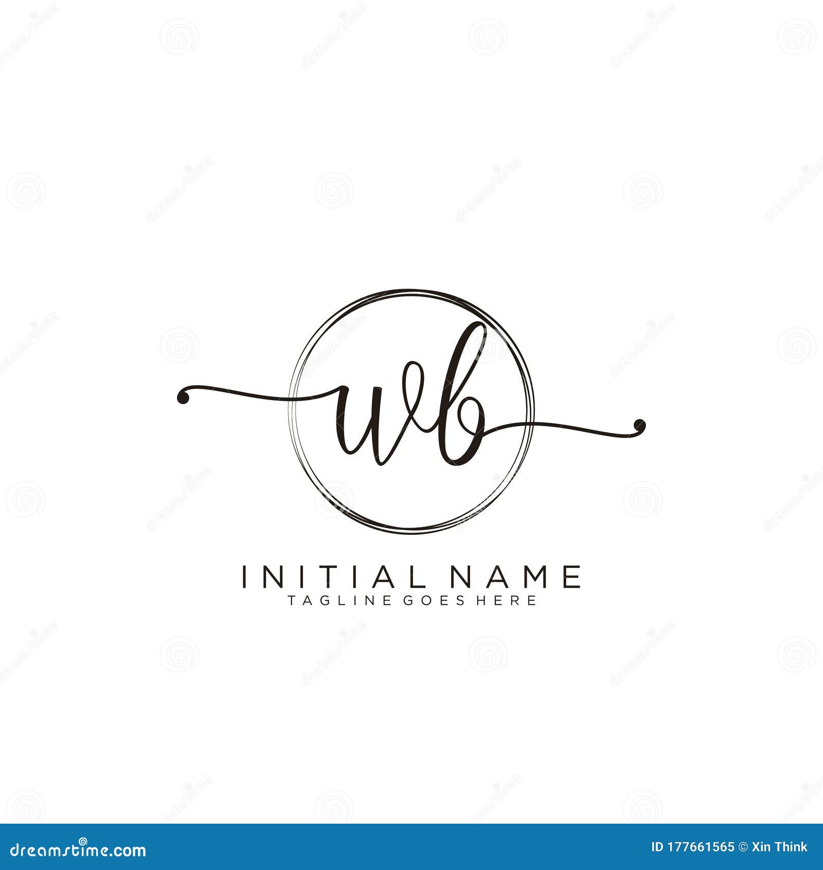 WB Initial Handwriting Logo with Circle Stock Vector - Illustration of ...