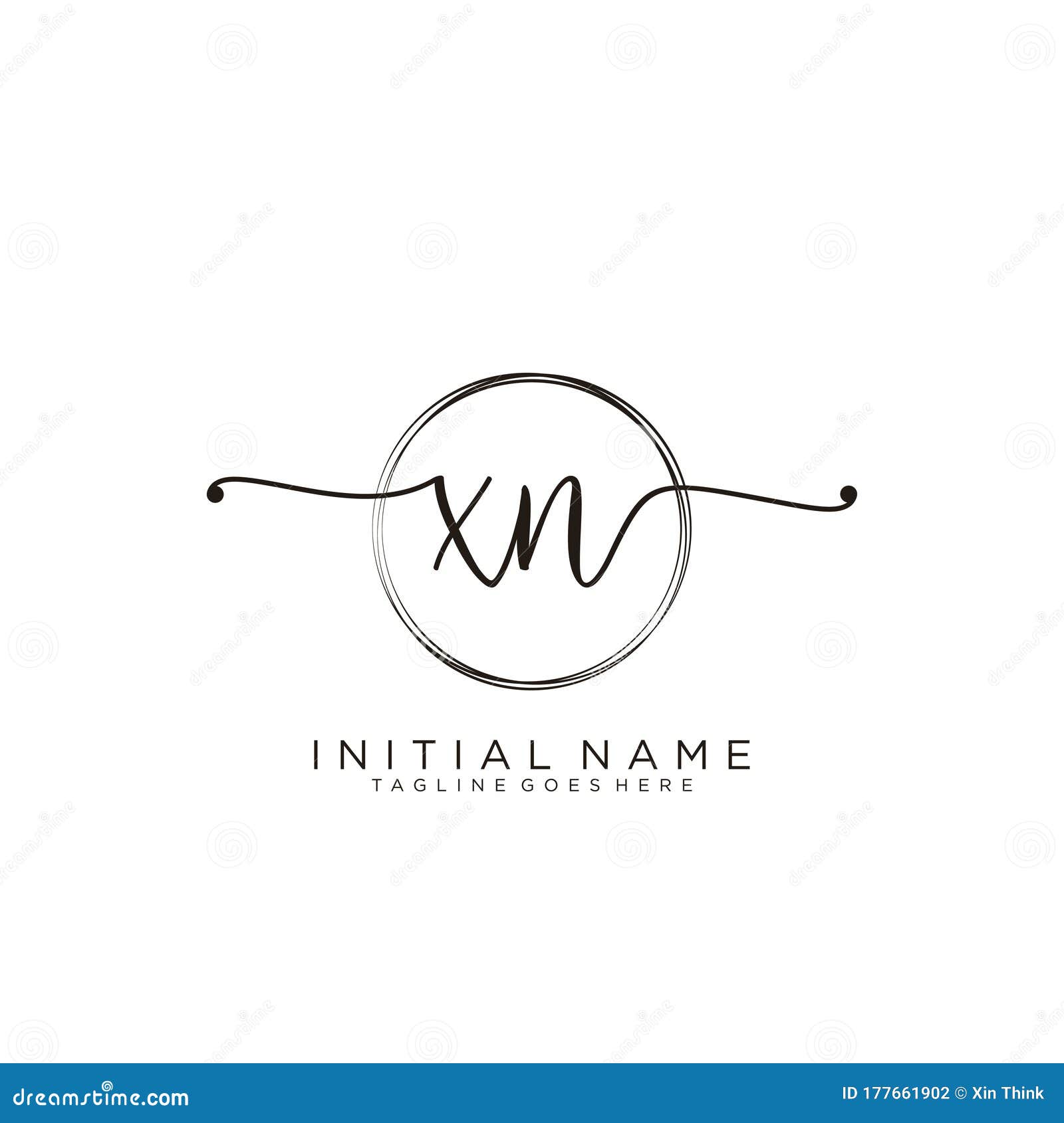 XN Initial Handwriting Logo with Circle Stock Illustration ...