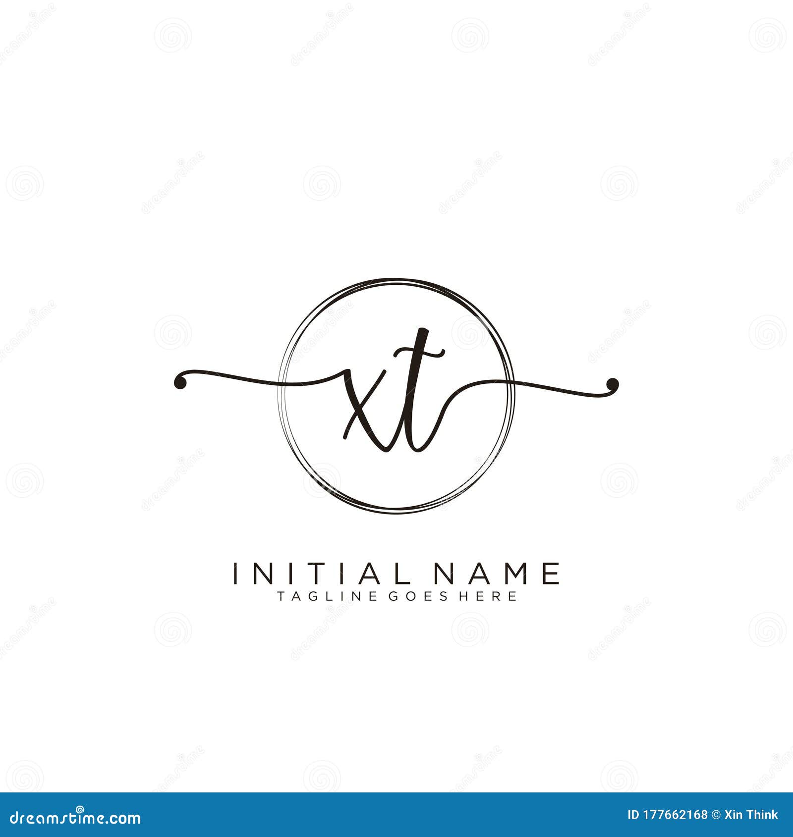 XT Initial Handwriting Logo with Circle Stock Illustration ...